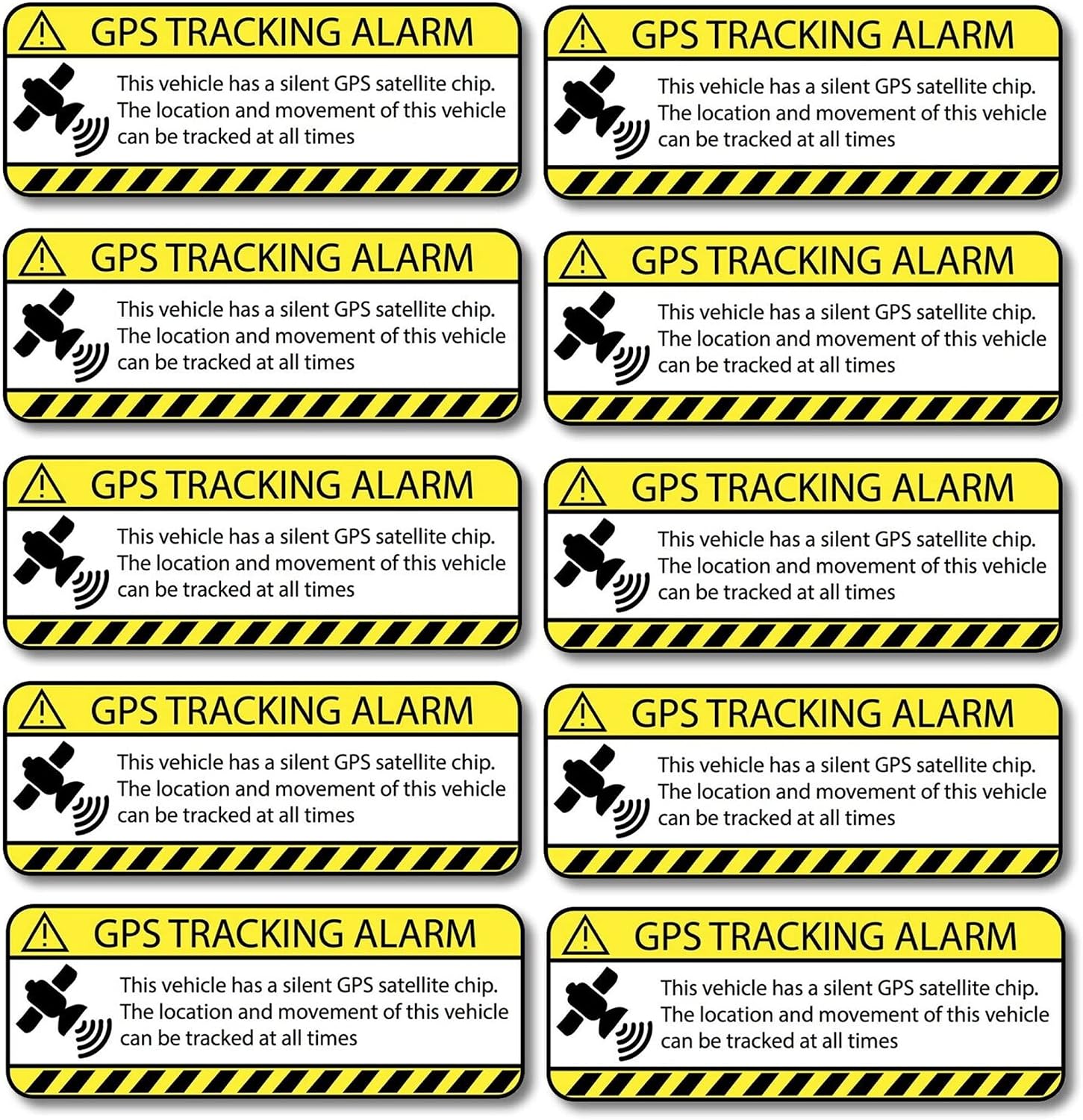 Amazon.com: Ten Pack / Lot - Warning GPS Tracking Alarm Decal Anti ...