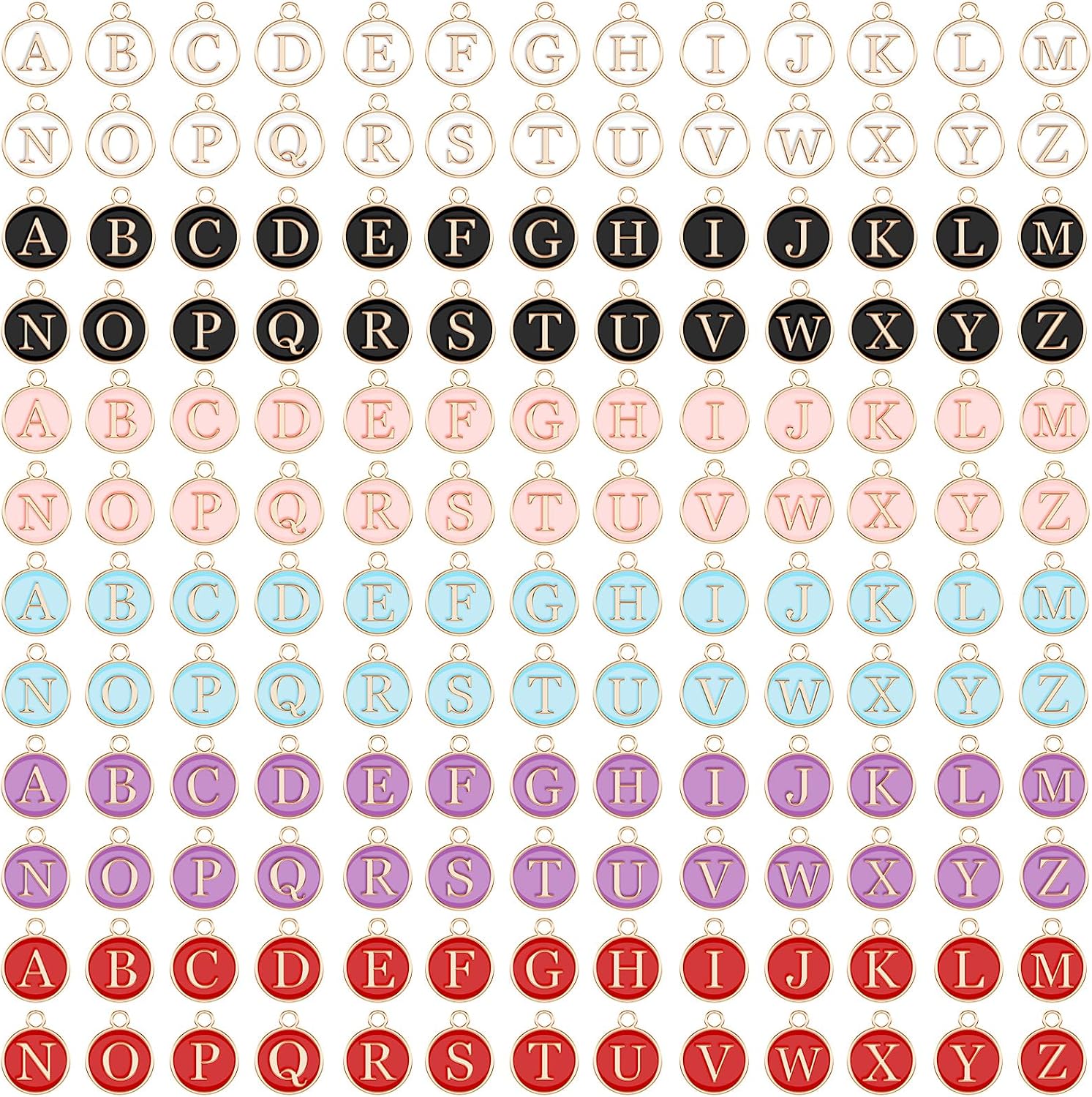 Amazon.com: SANNIX 156 Pcs/6 Sets Letter Charms Double Sided Alphabet ...