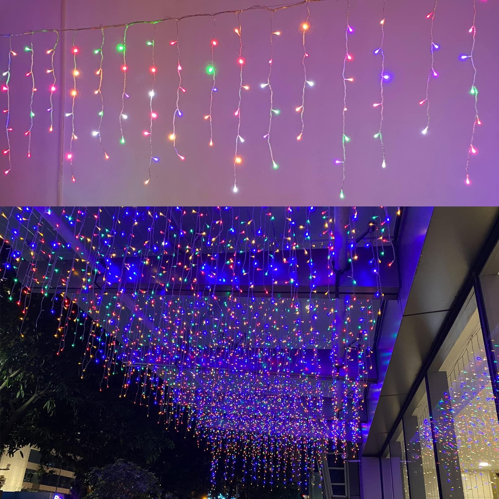 GTSYDING LED Icicle Lights, 13FT 96 LEDs 8 Modes Window Curtain ...