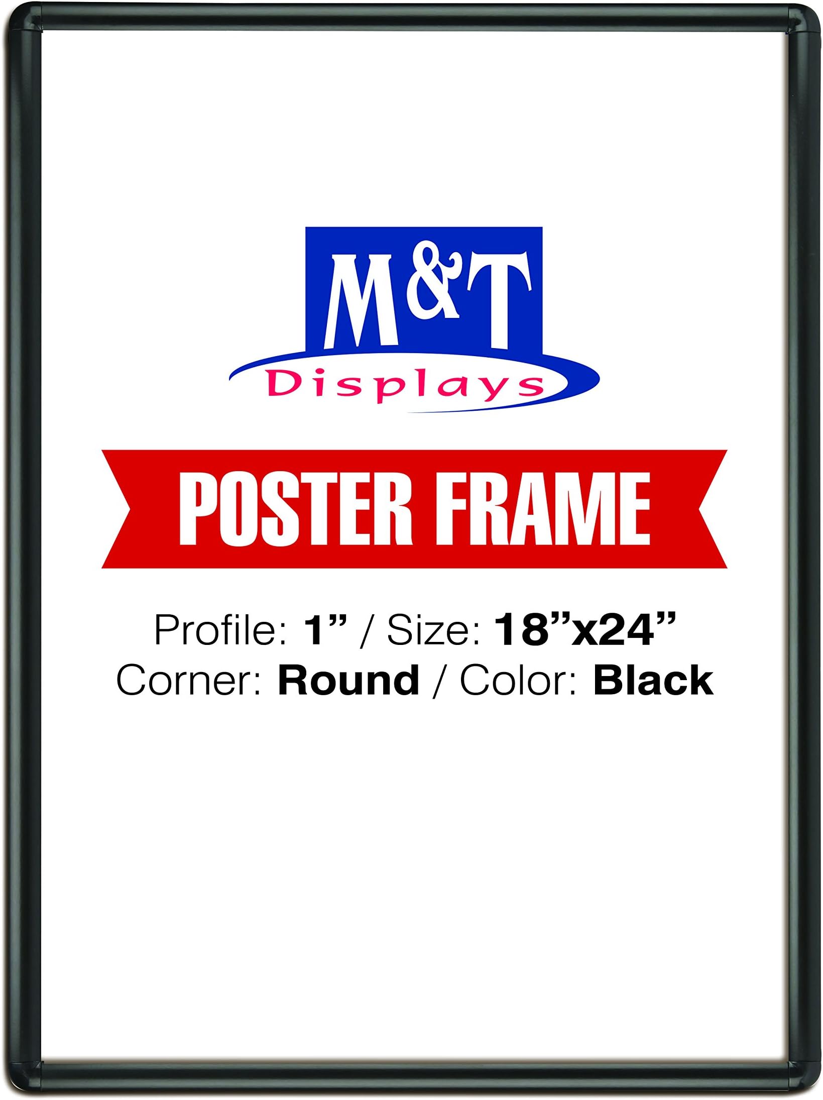 Amazon.com: M&T Displays Snap Poster Frame 18x24 Inch Black 1" Aluminum ...