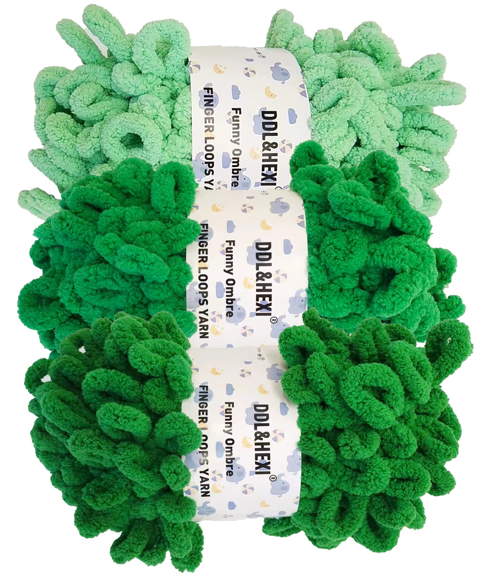 Amazon.com: DDL&HEXI 3 skeins of Funny Ombre Loops Yarn (07 Green)