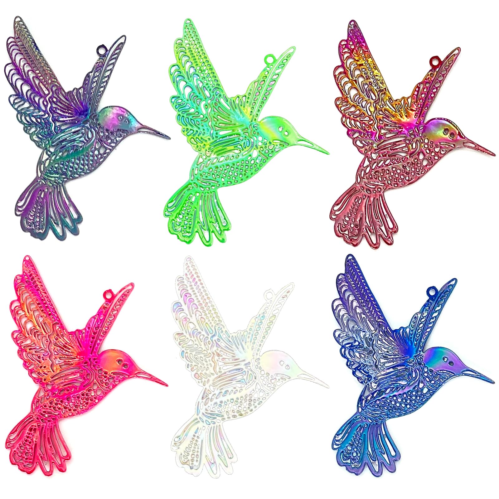 Amazon.com: COLIGREE 24pcs Hummingbird Filigree Charms Colorful ...
