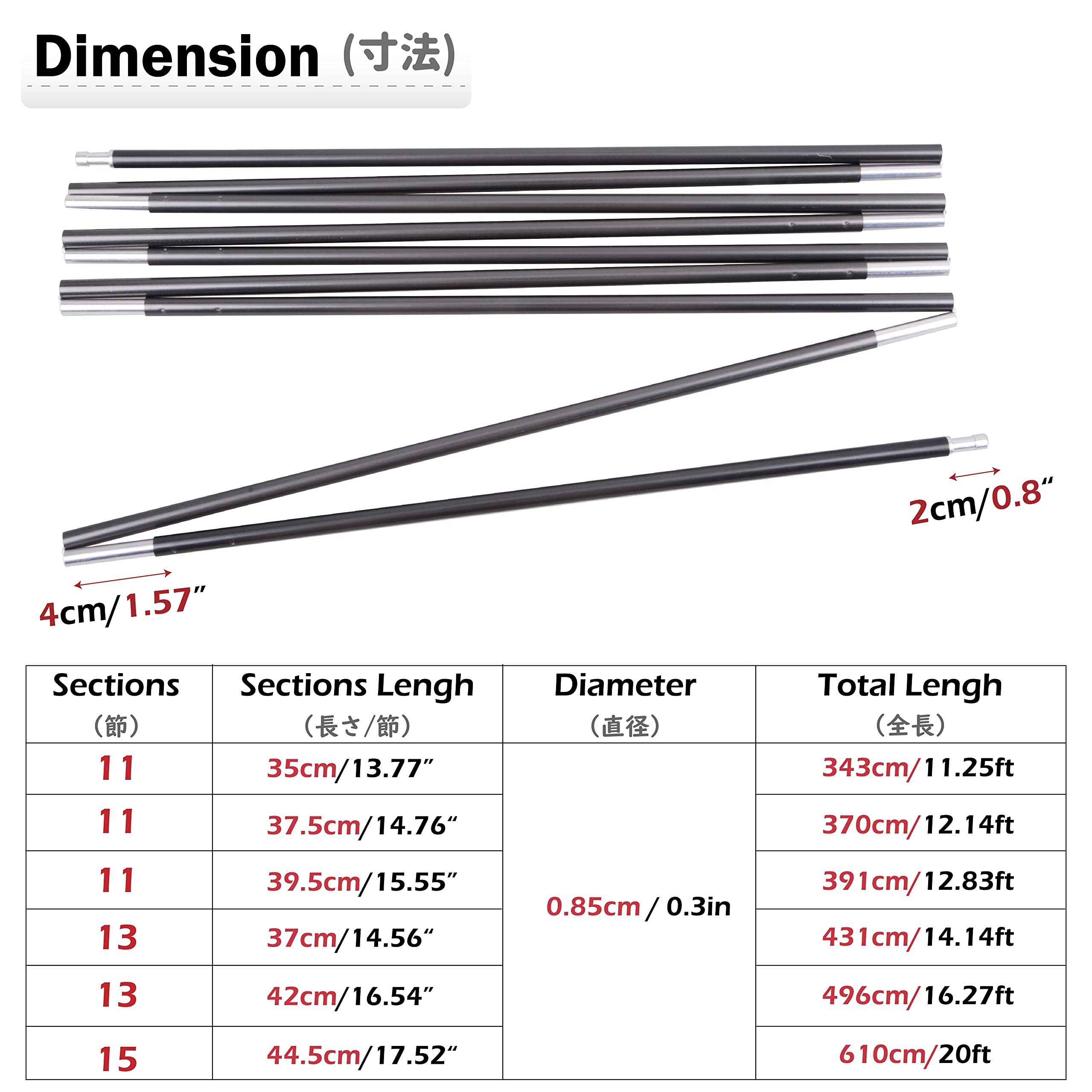 Snapklik.com : Azarxis Aluminum Rod Tent Pole Replacement Camping ...