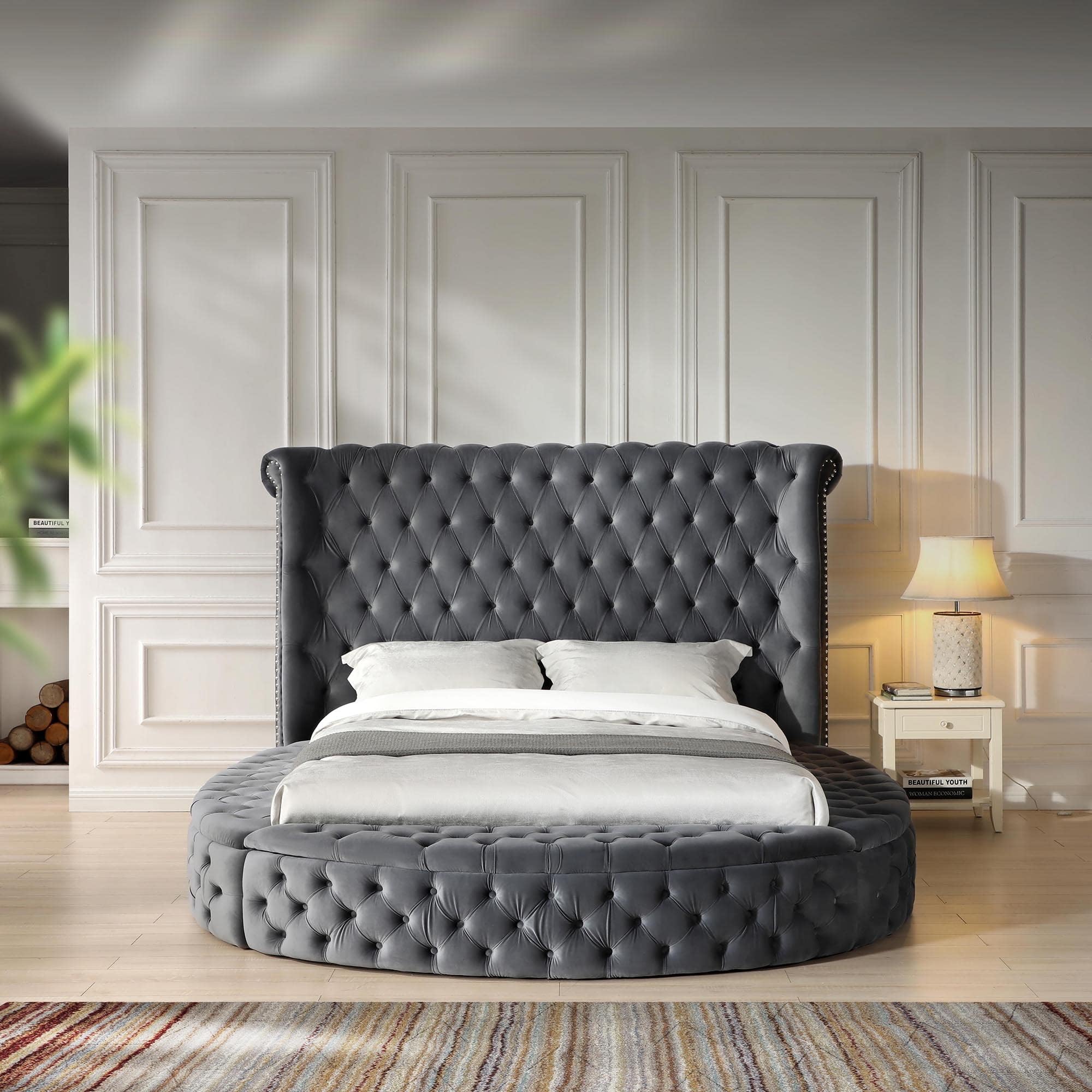 Amazon.com: Better Home Products Elizabeth Upholstered Round Storage ...
