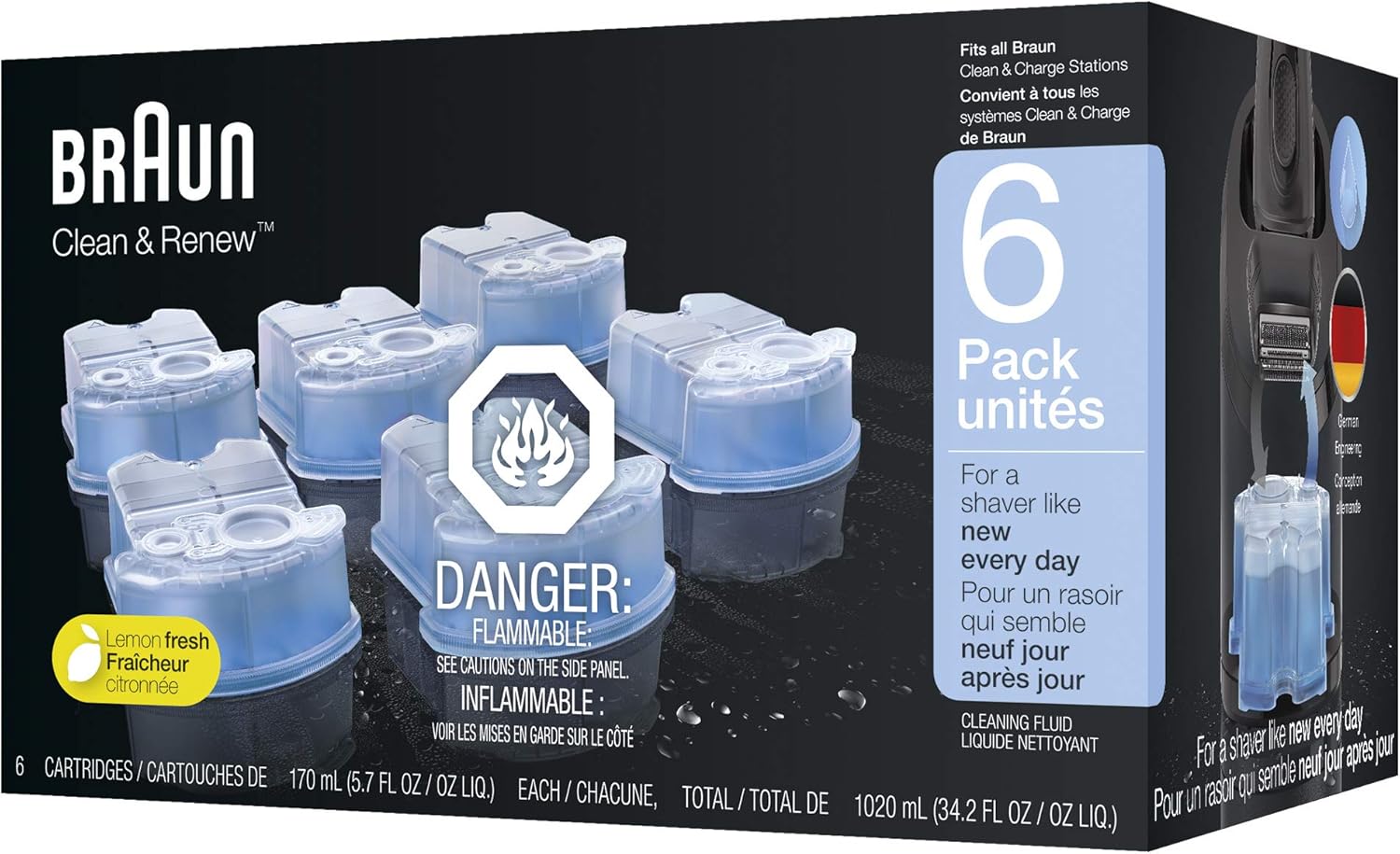 Braun Clean & Renew Refill Cartridges CCR, Replacement Shaver Cleaner ...