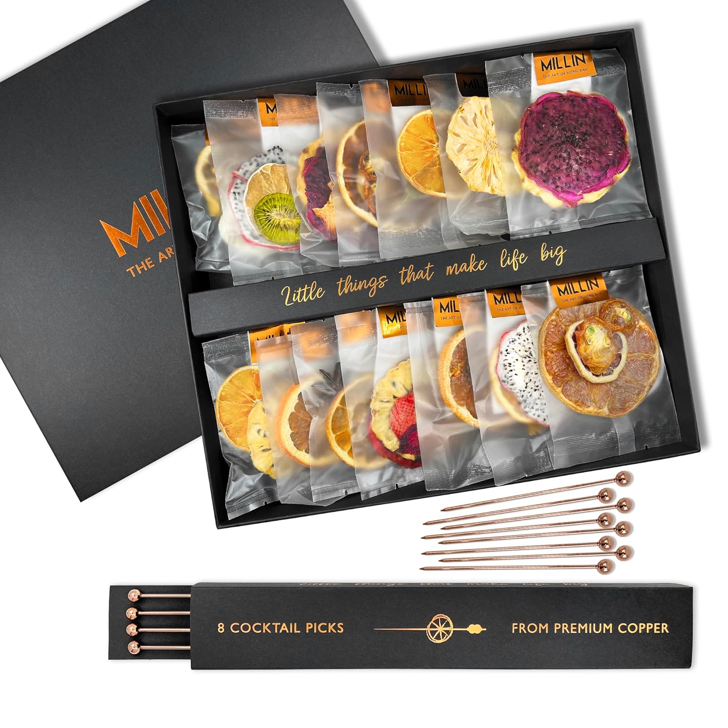 Amazon.com: MILLIN GOURMET GARNISH GIFT SET with COCKTAIL PICKS I 100% ...