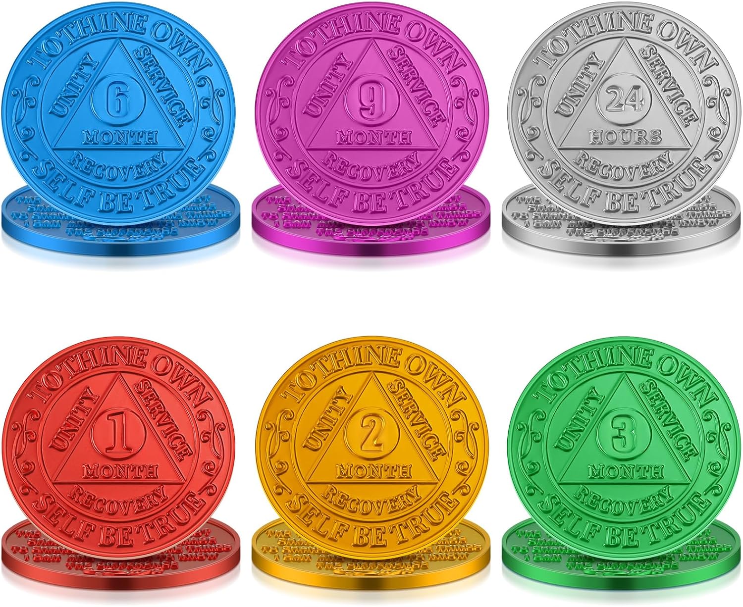 Siifert 12 Pcs Recovery AA Chips and Medallions Bulk Sobriety Chips AA ...