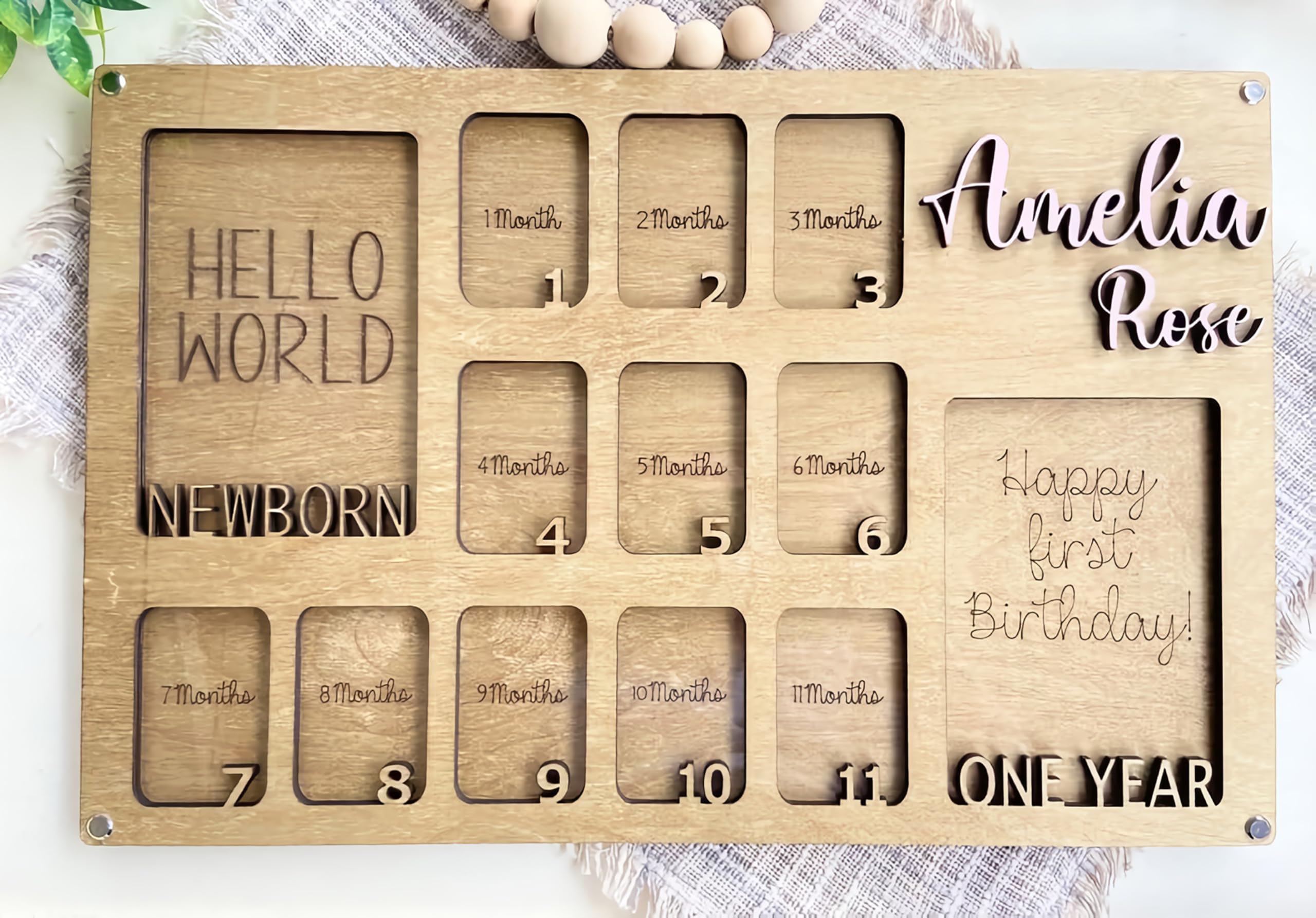 Amazon.com - Personalized One Year Of Baby Photo Board, First Year ...