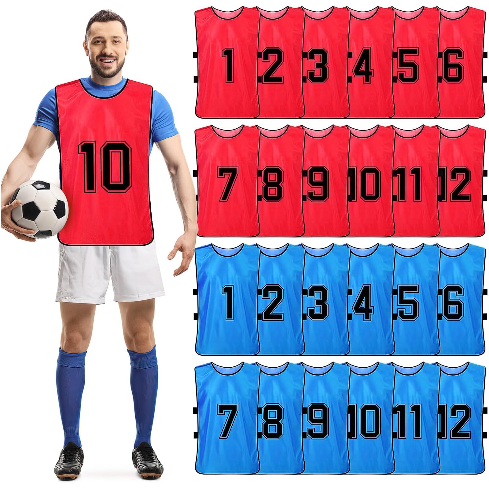 24 Pcs Scrimmage Training Vest - Soccer, Basketball, Football Bibs ...