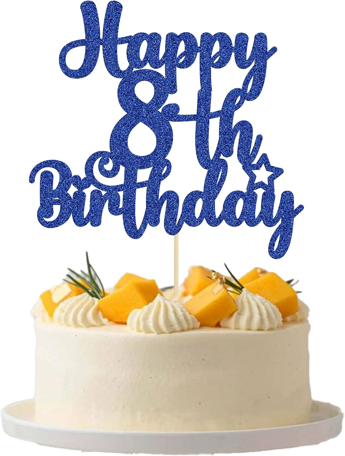 Gyufise 1Pc Happy 8th Birthday Cake Topper Glitter 8 & Fabulous Cheers ...