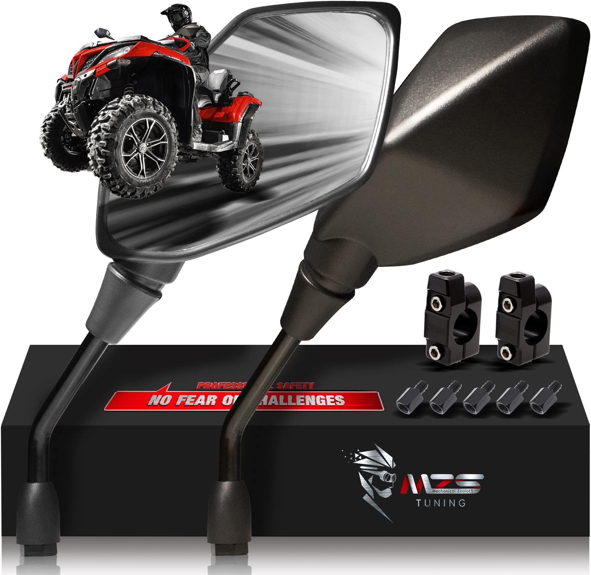 Amazon.com: MZS ATV Mirrors, Motorcycle Rear View Side Mirror with CNC ...