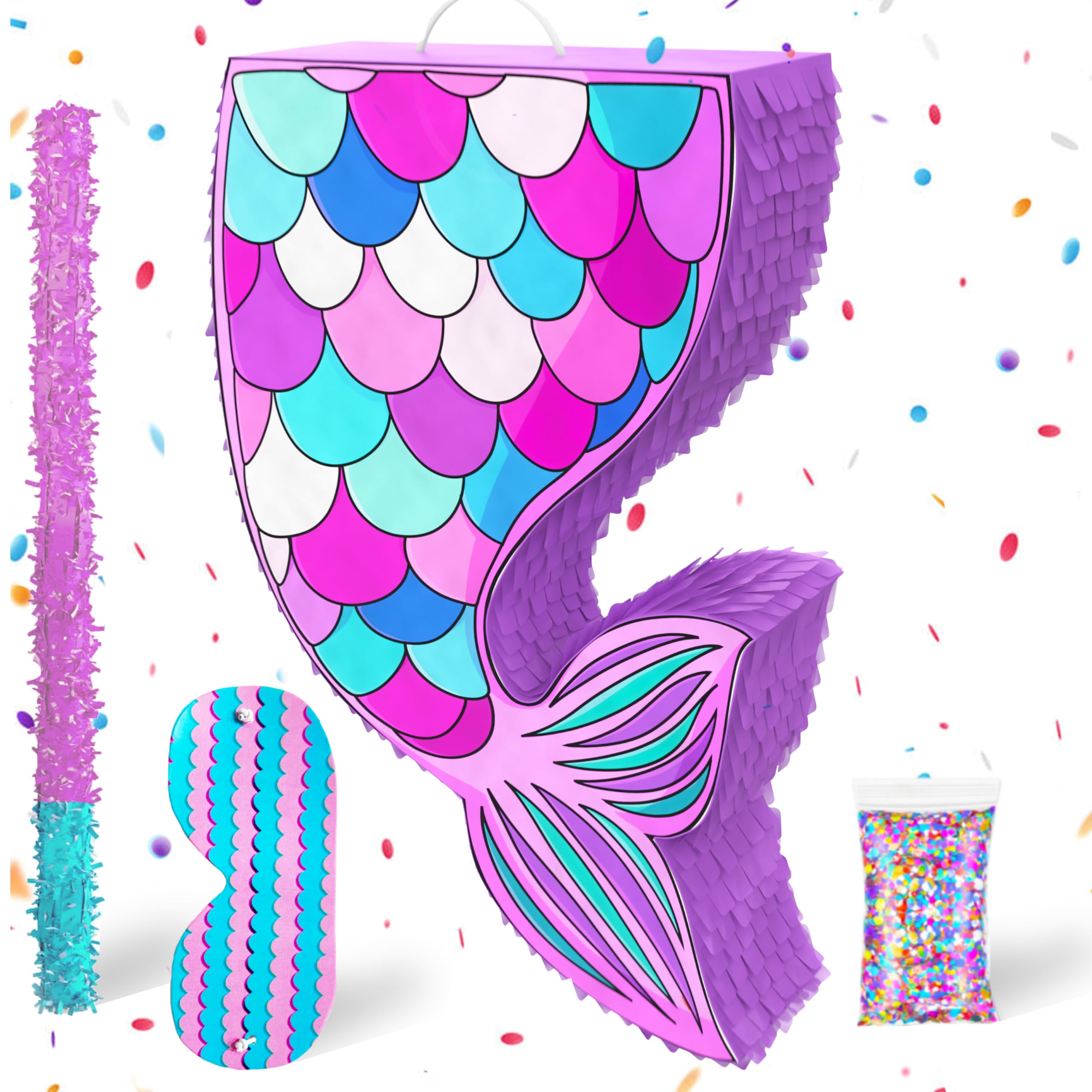 Amazon.com: Mermaid Piñata Tail For Birthday Girl Decorations, Small 4 ...