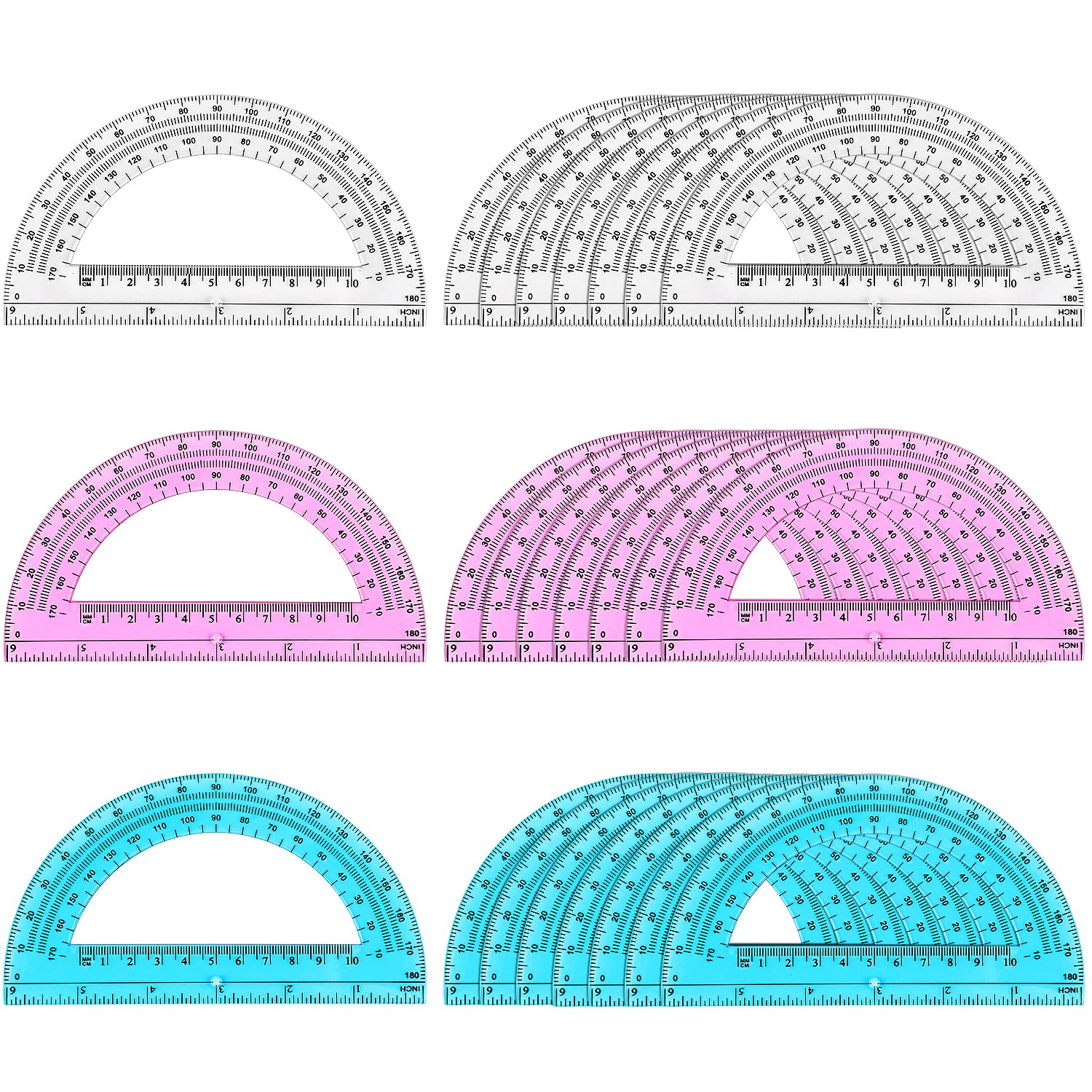 Snapklik.com : 24 Pack Plastic Protractor 6 Inches Math Protractors 180 ...