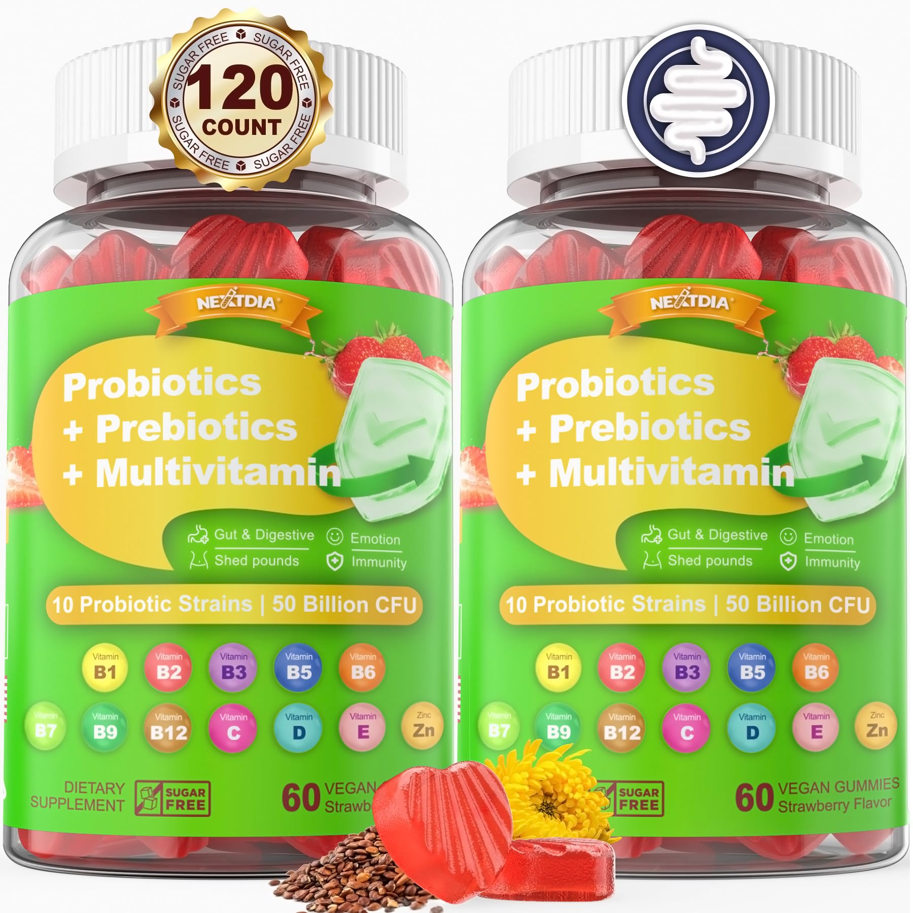 Amazon.com: Probiotics Gummies for Women & Men - Fiber Probiotics ...