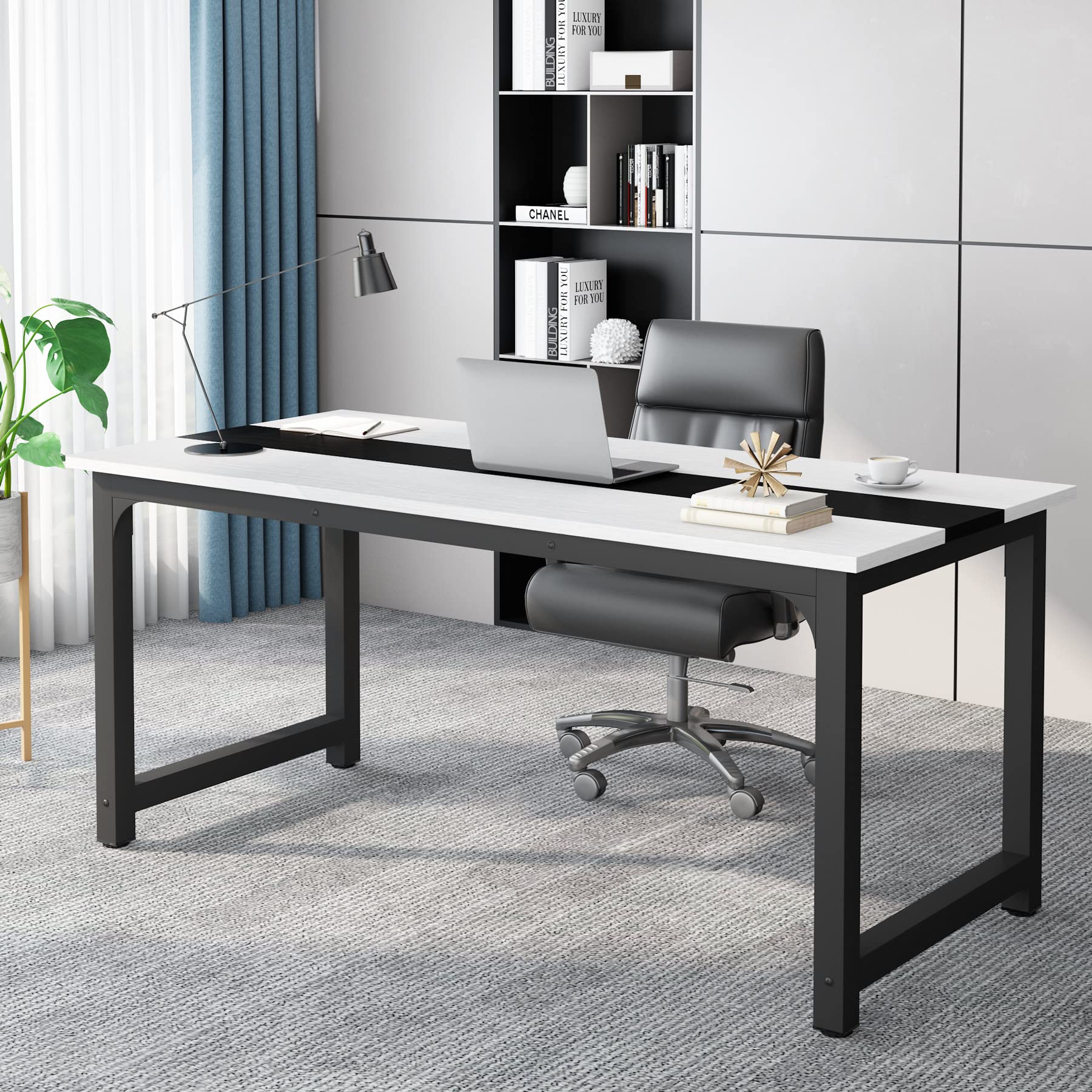 Long Computer Desk Tribesigns Executive Office Desk - 70.87" Large ...