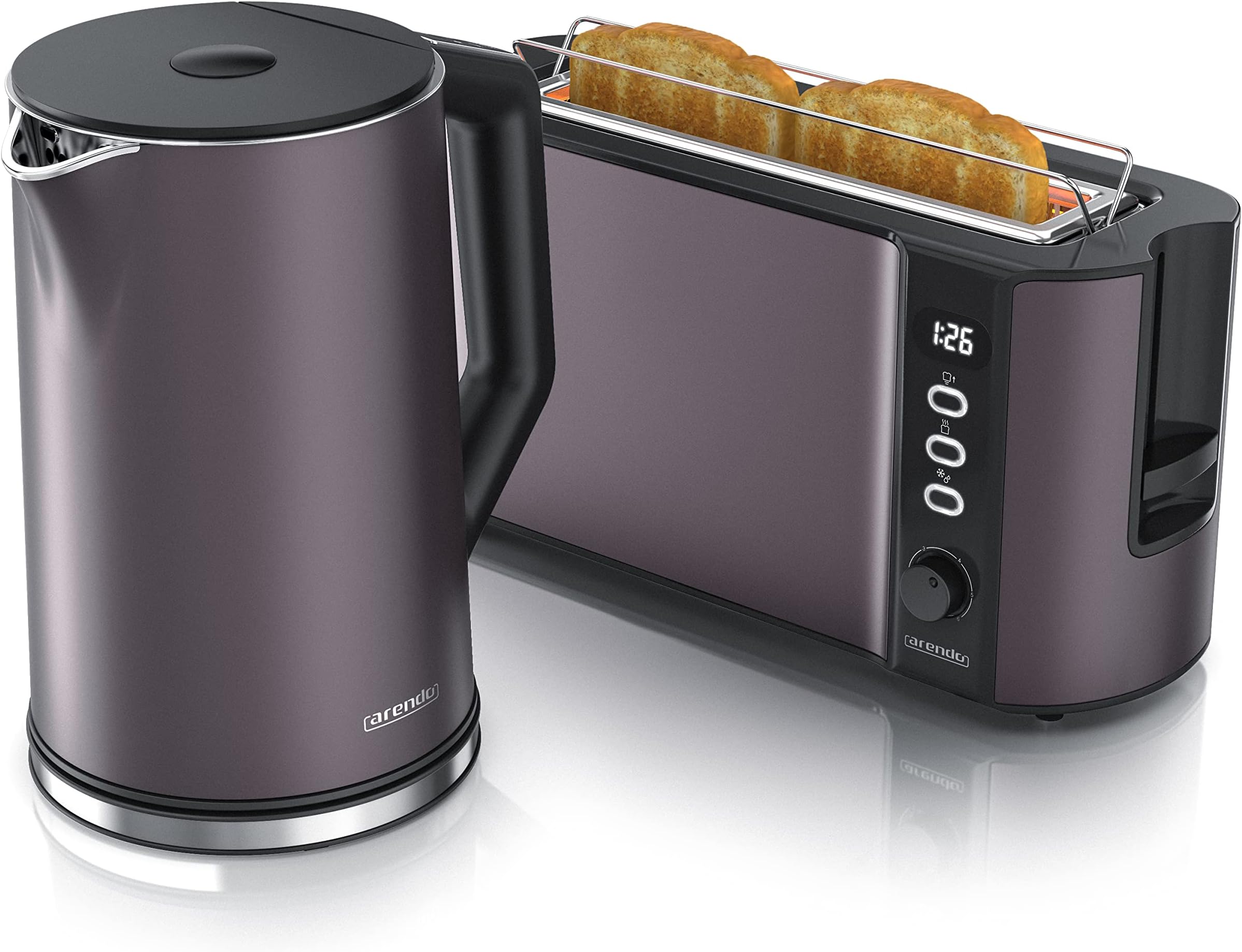 Amazon.de: Arendo - Wasserkocher mit Toaster SET Edelstahl Cool Grey ...