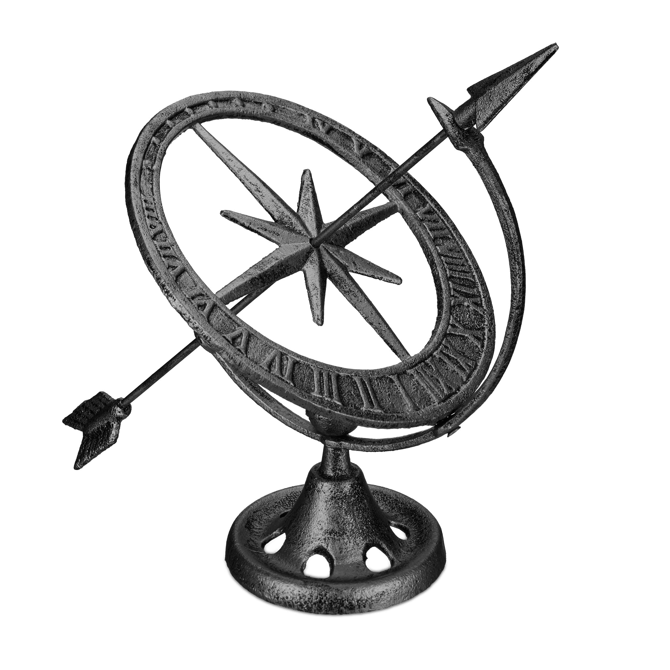 Relaxdays Antique-Style Sundial, Weatherproof Garden Decor, Floor-Mount ...