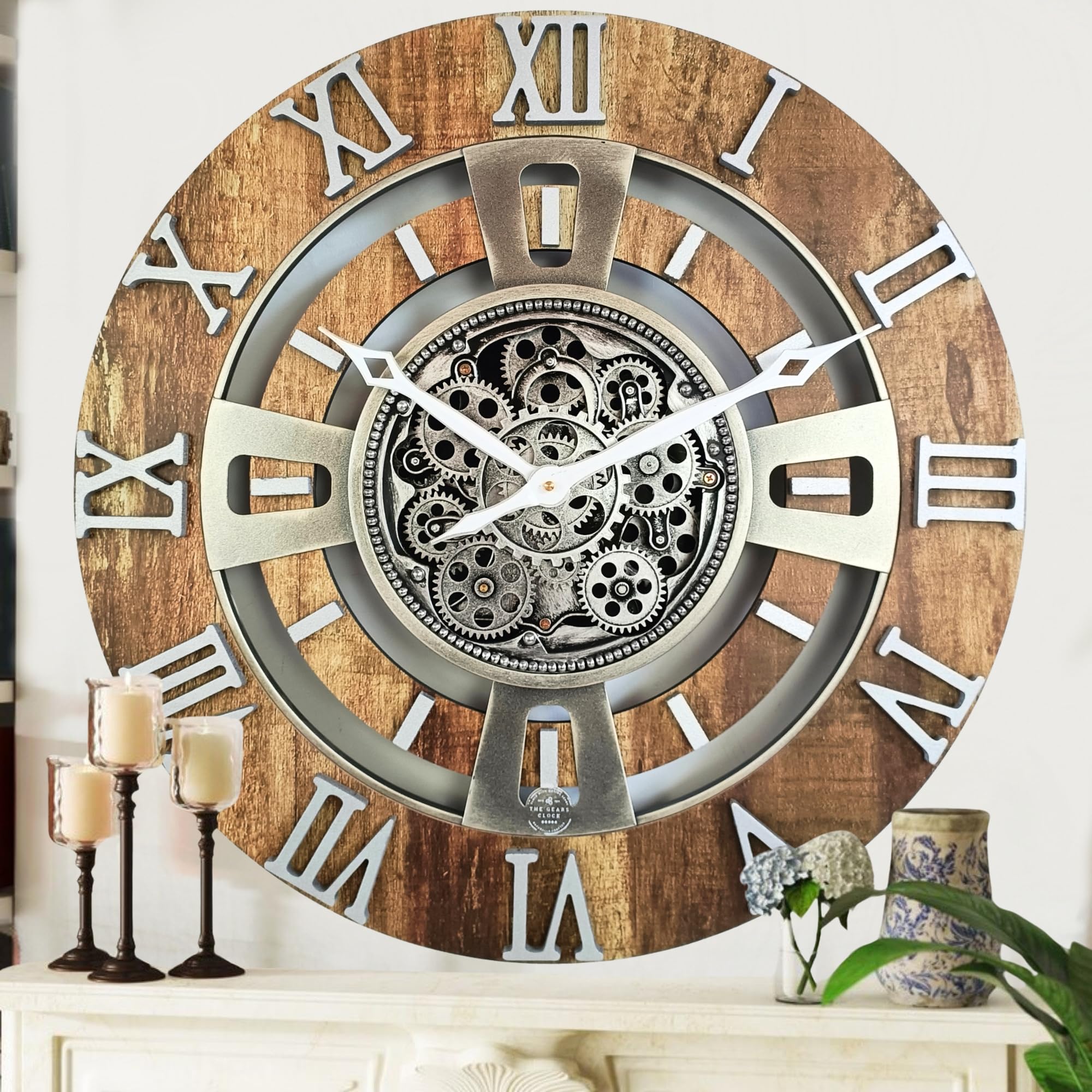 Amazon.com: The Gears Clock Real Moving Gear Wall Clock England Line ...