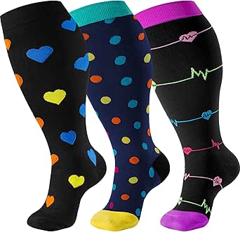 Amazon.com: Bropite 6 Pairs and Plus Size Compression Socks : Sports ...