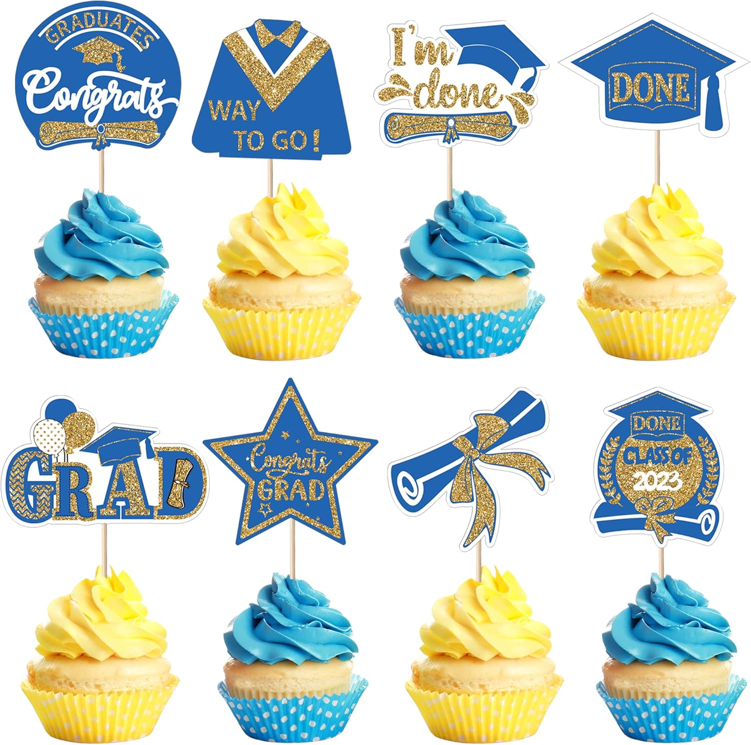 SYKYCTCY 40 Pack 2023 Graduation Cupcake Toppers Class of 2023 Cupcake ...