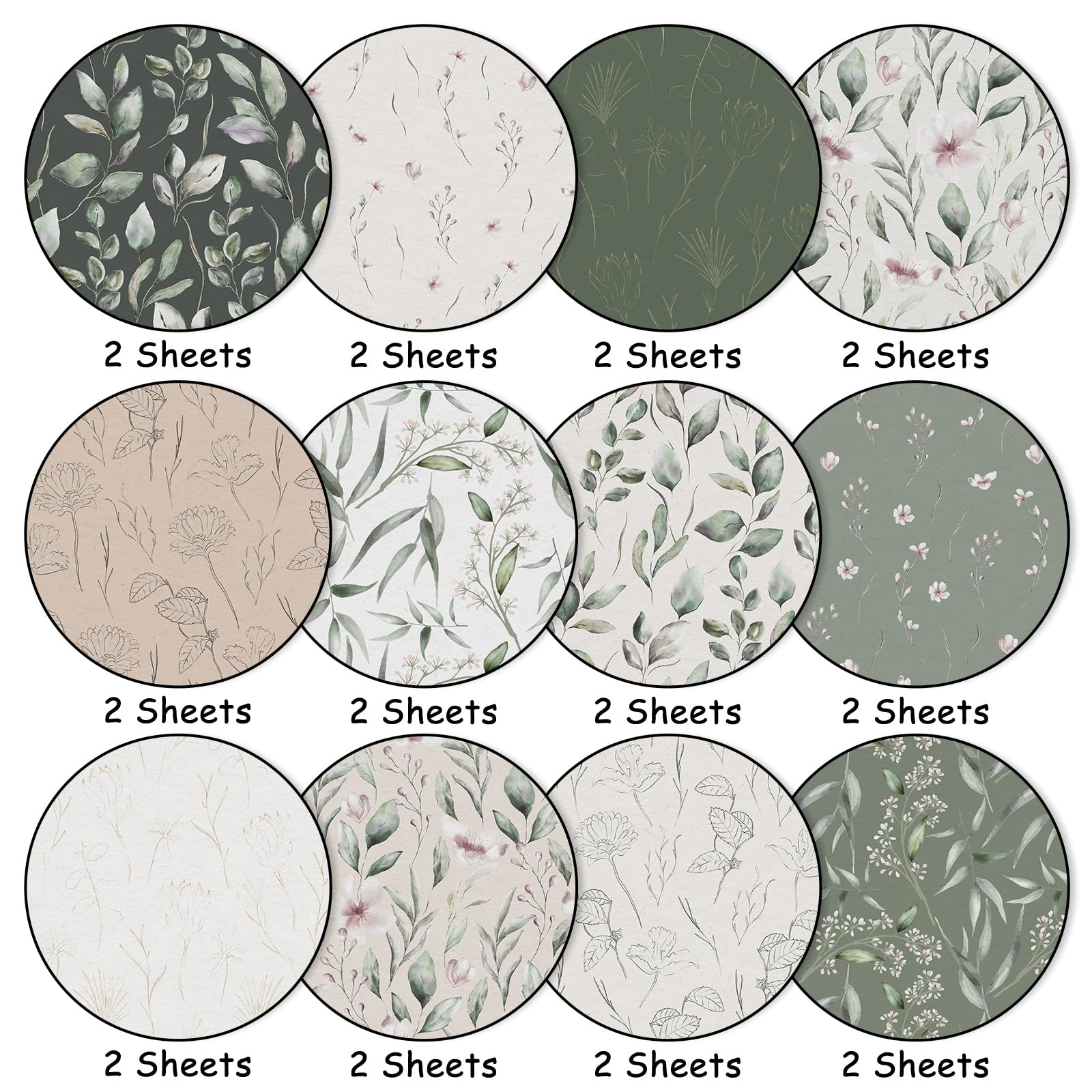 Snapklik.com : JarThenaAMCS 24 Sheet Greenery Pattern Paper Green ...