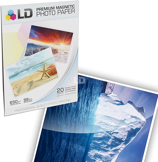 Amazon.com : LD © Glossy Inkjet Magnetic Photo Paper 8.5x11 (20 Sheets ...