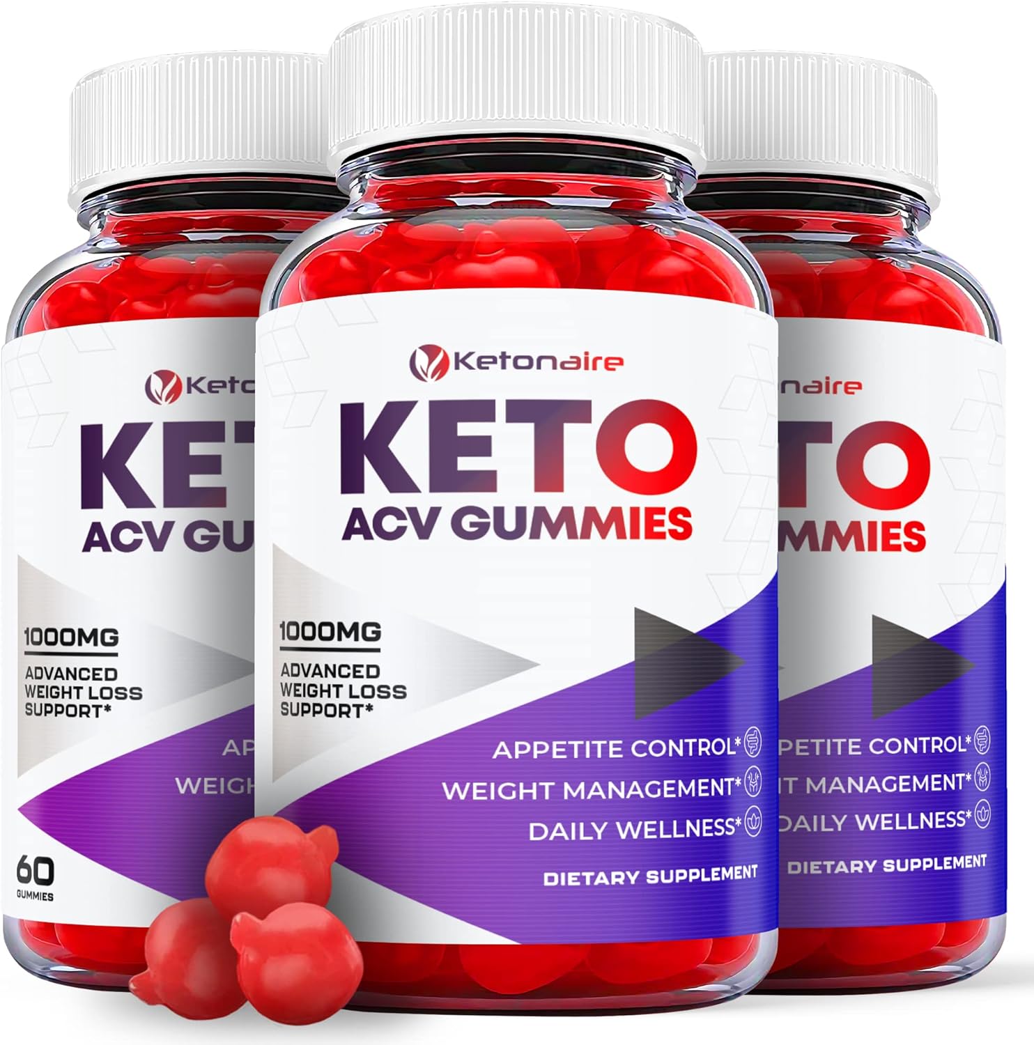 Paquete de 3 gomitas Ketonaire ACV Keto – Gomitas Ketonaire ACV, gomitas Ketonaire Keto con ...