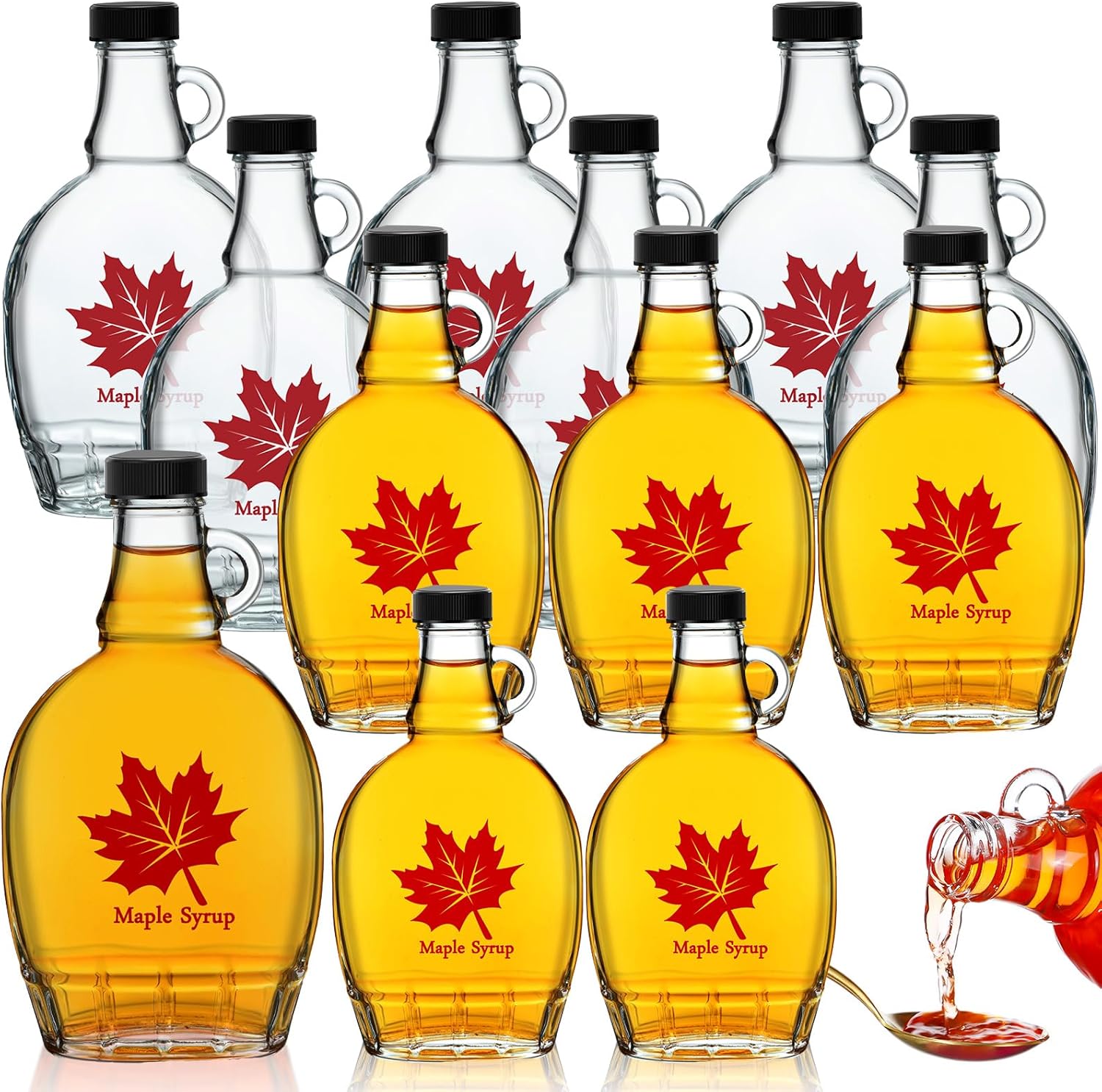 Amazon.com: Havawish 12 Pcs Glass Maple Syrup Bottles Reusable Clear ...