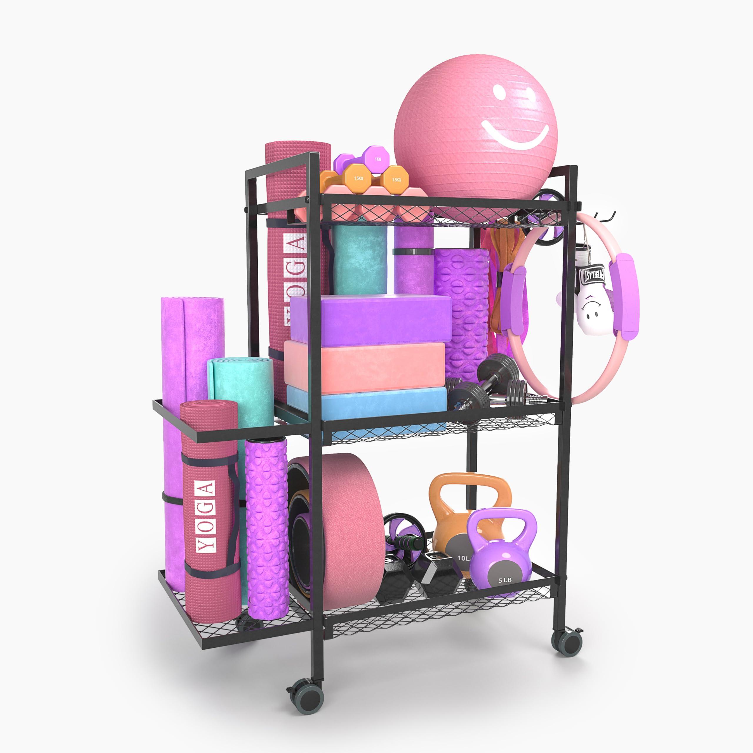 Amazon.com: Home Gym Storage Rack,Workout Equipment Gym Organizer ...