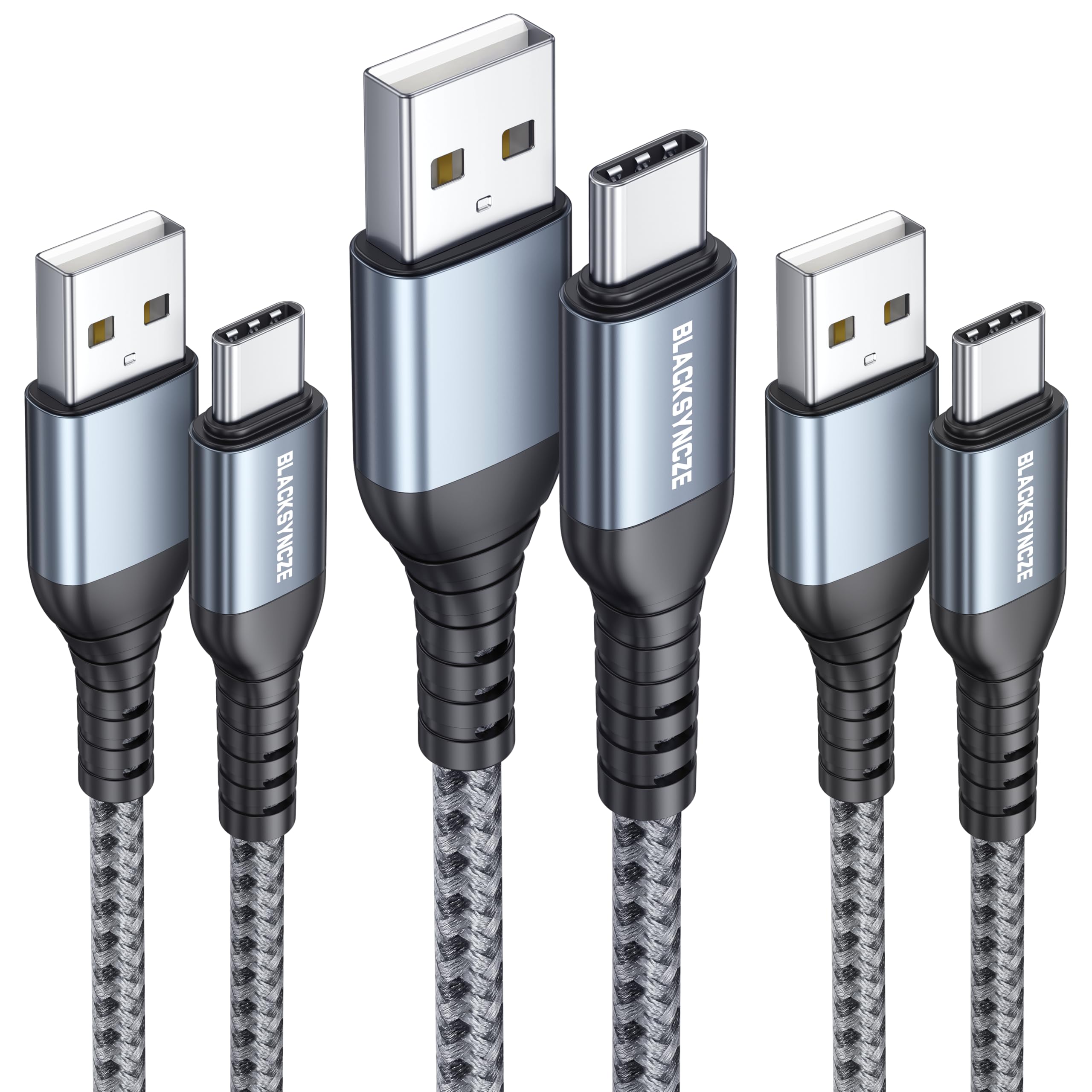 BLACKSYNCZE Cavo USB Type-C [3Pezzi 1M+1M+1M] 3,1A Cavo USB C Ricarica Rapida Cavo Type C Nylon ...