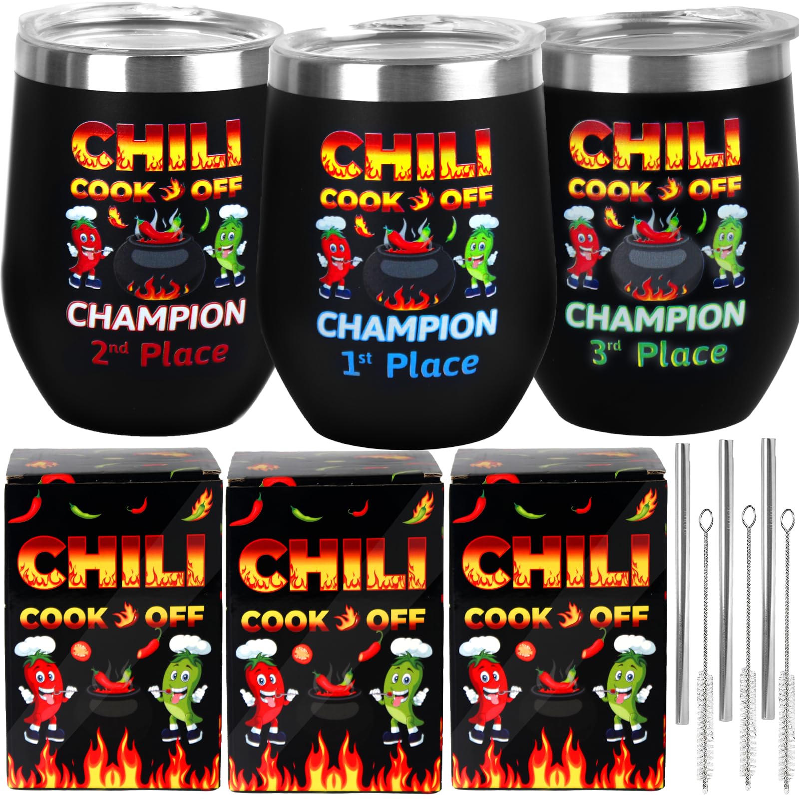 Amazon.com: Tkifoda 3 Pcs Chili Cook Off Prizes Trophies Cups 1st 2nd ...