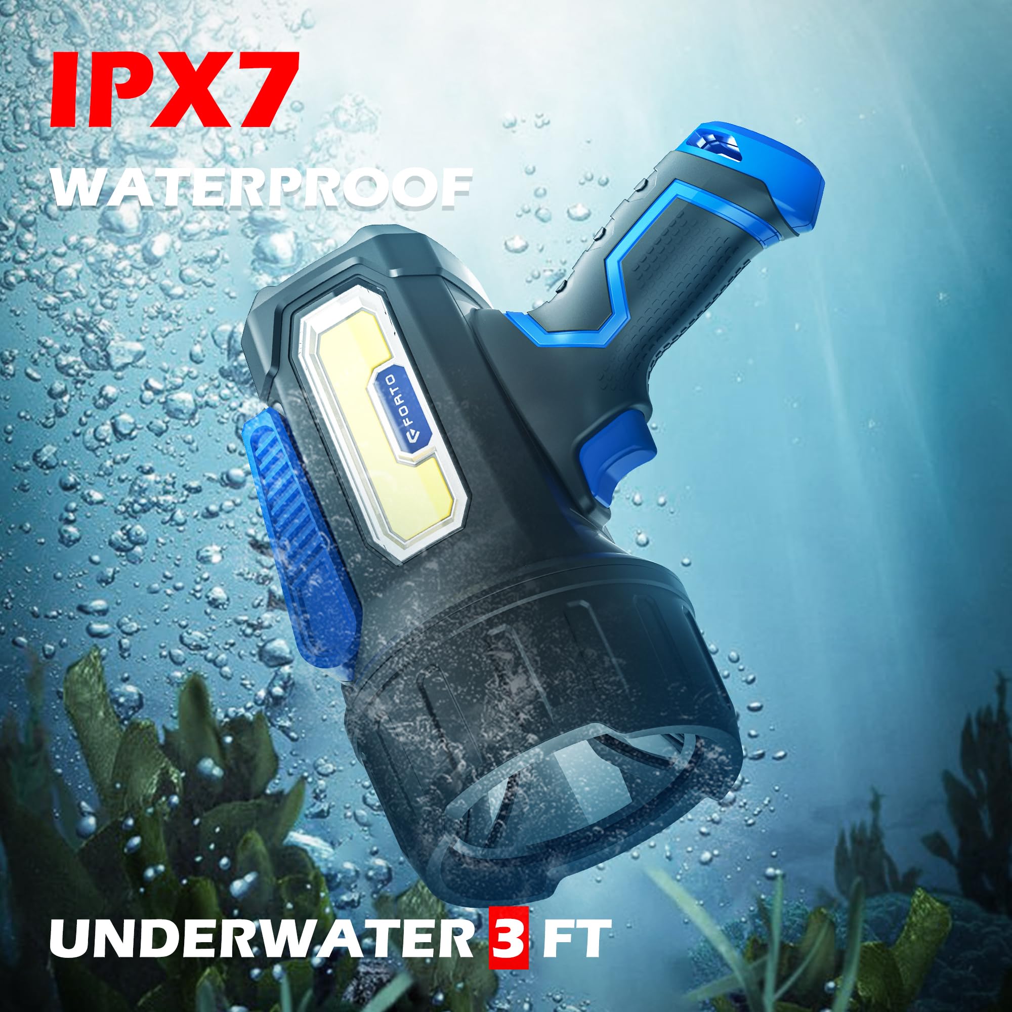 Brightest Handheld Spotlight FORTO Rechargeable Spotlight With 2000