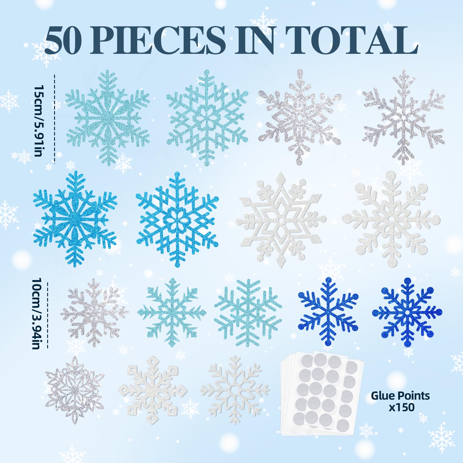 Snapklik.com : Winter Snowflake Cutouts Glitter Paper Decorations ...