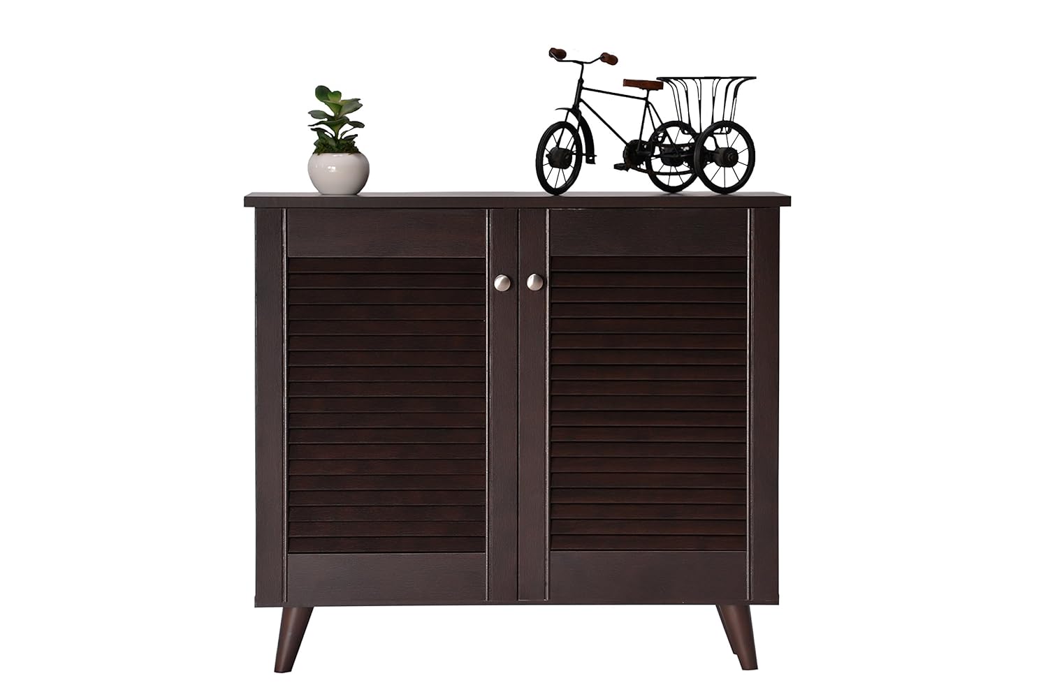 DeckUp Noordin 2-Door Engineered Wood Shoe Rack with Wooden Legs (Dark ...