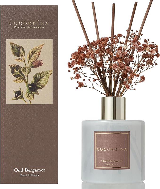 COCORRÍNA Reed Diffuser Sets - 200ml Oud Bergamot Scented Diffuser with 8 Sticks Home Fragrance ...