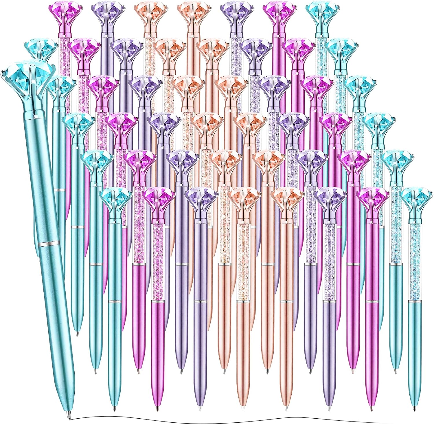 48 Pcs Diamond Pens, 0.7mm Black Ink Pens Bulk, Retractable Ballpoint ...