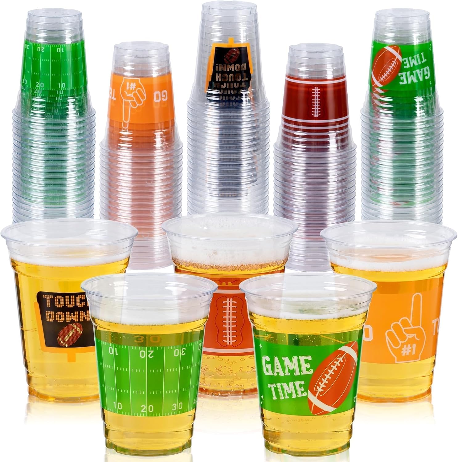 Amazon.com: GuassLee 50 Party Cups - 12oz Clear Plastic Football Cups ...