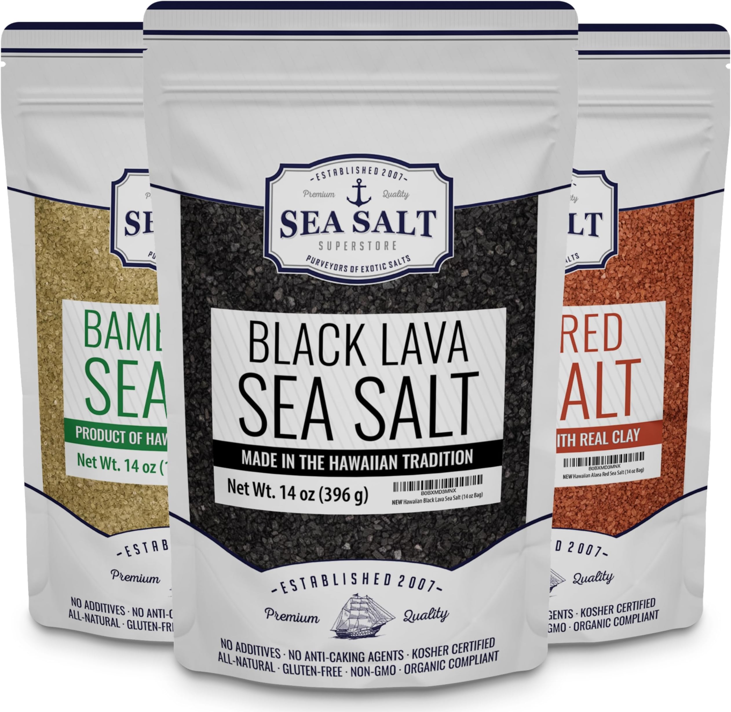 Amazon.com : Hawaiian Sea Salt 3-Pack: Black Lava, Alaea Red, Bamboo ...