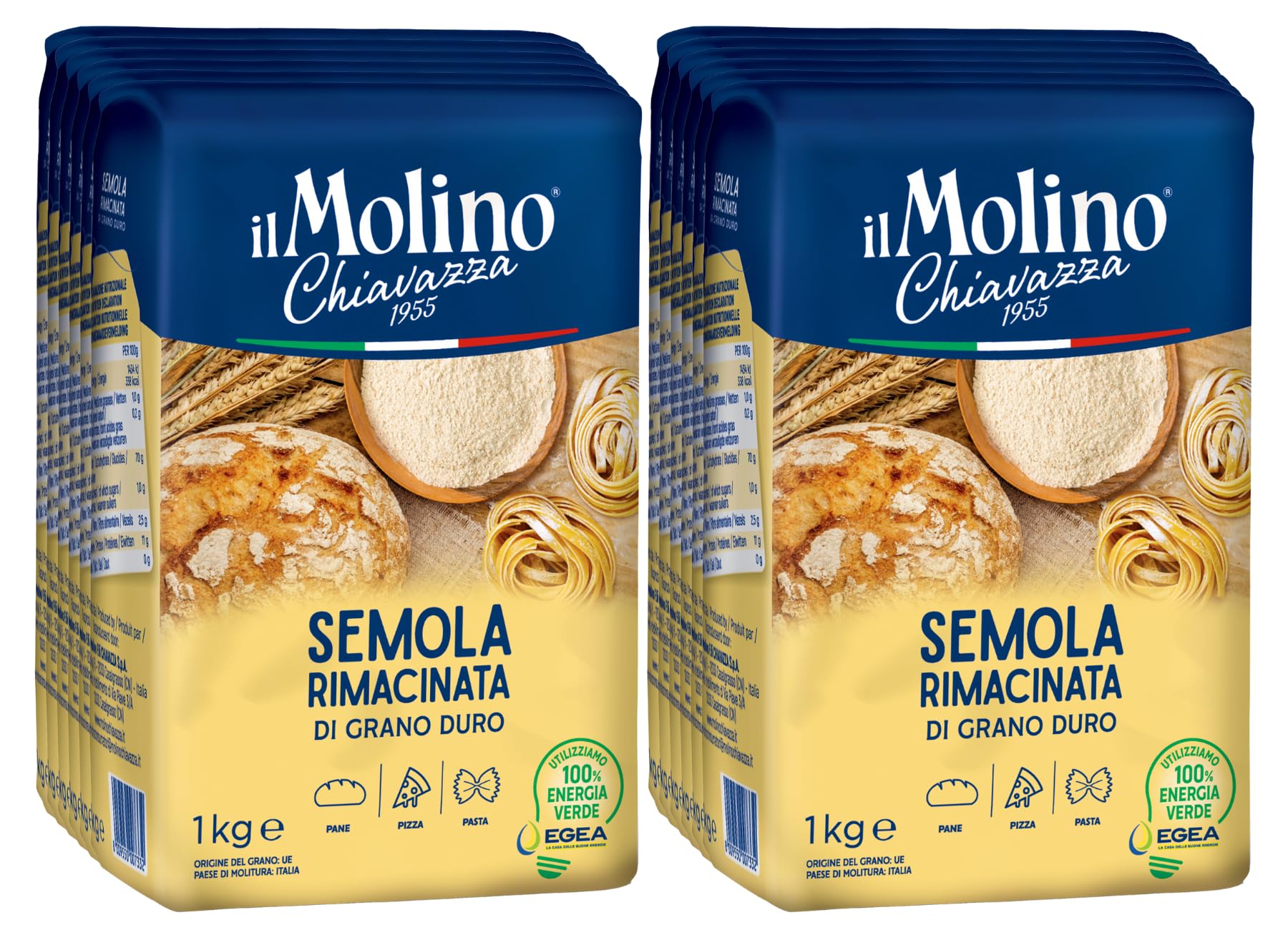 il Molino Chiavazza Semola Rimacinata 1kg - Pack of 10 | Premium ...