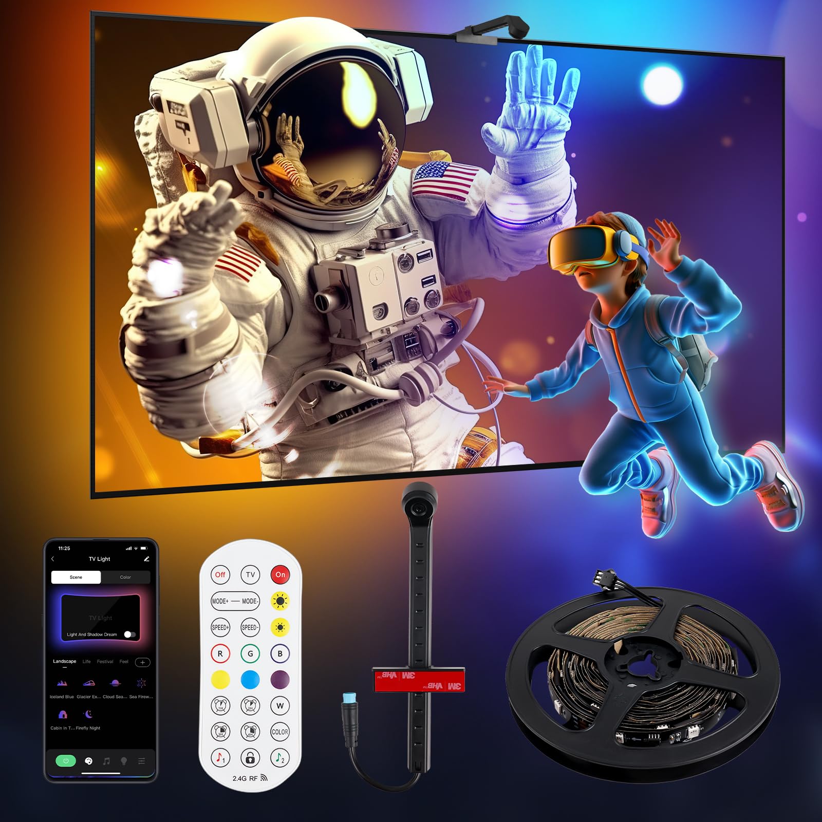 Amazon.com: REYLAX LED Lights for TV, 55-65 Inch TV LED Backlight sync ...