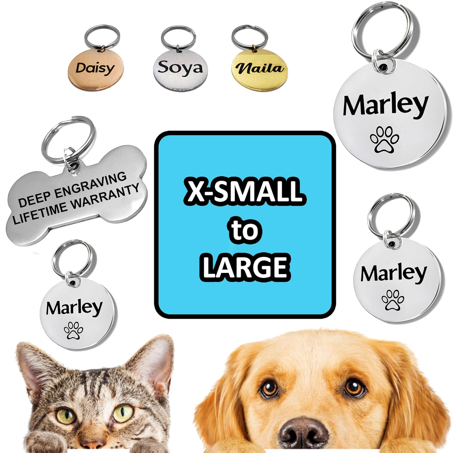 UNIIKA Personalized Custom Dog Tags Engraved Pet Canada (3 Size ...