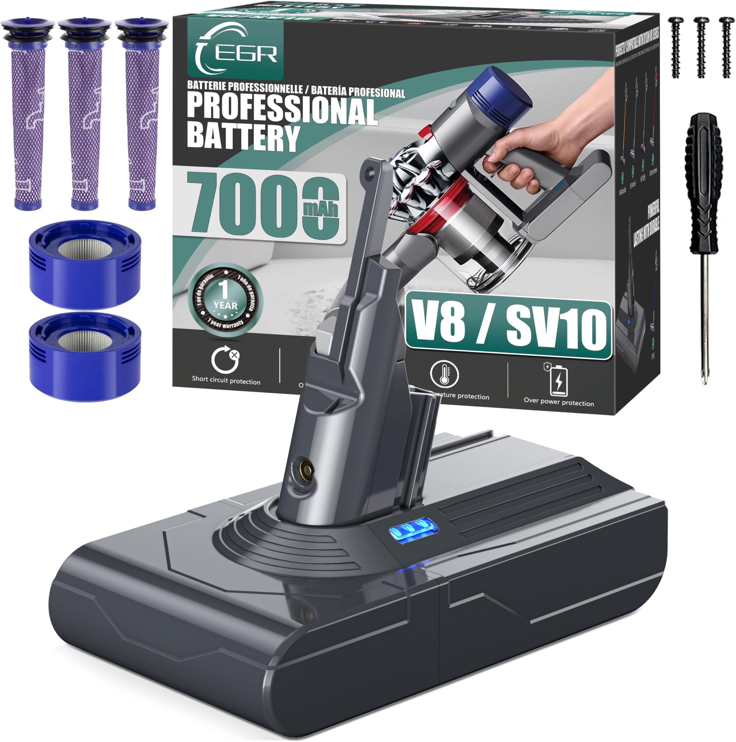 EGR Upgraded 7000mAh V8 Battery Replacement Compatible with V8 Animal ...