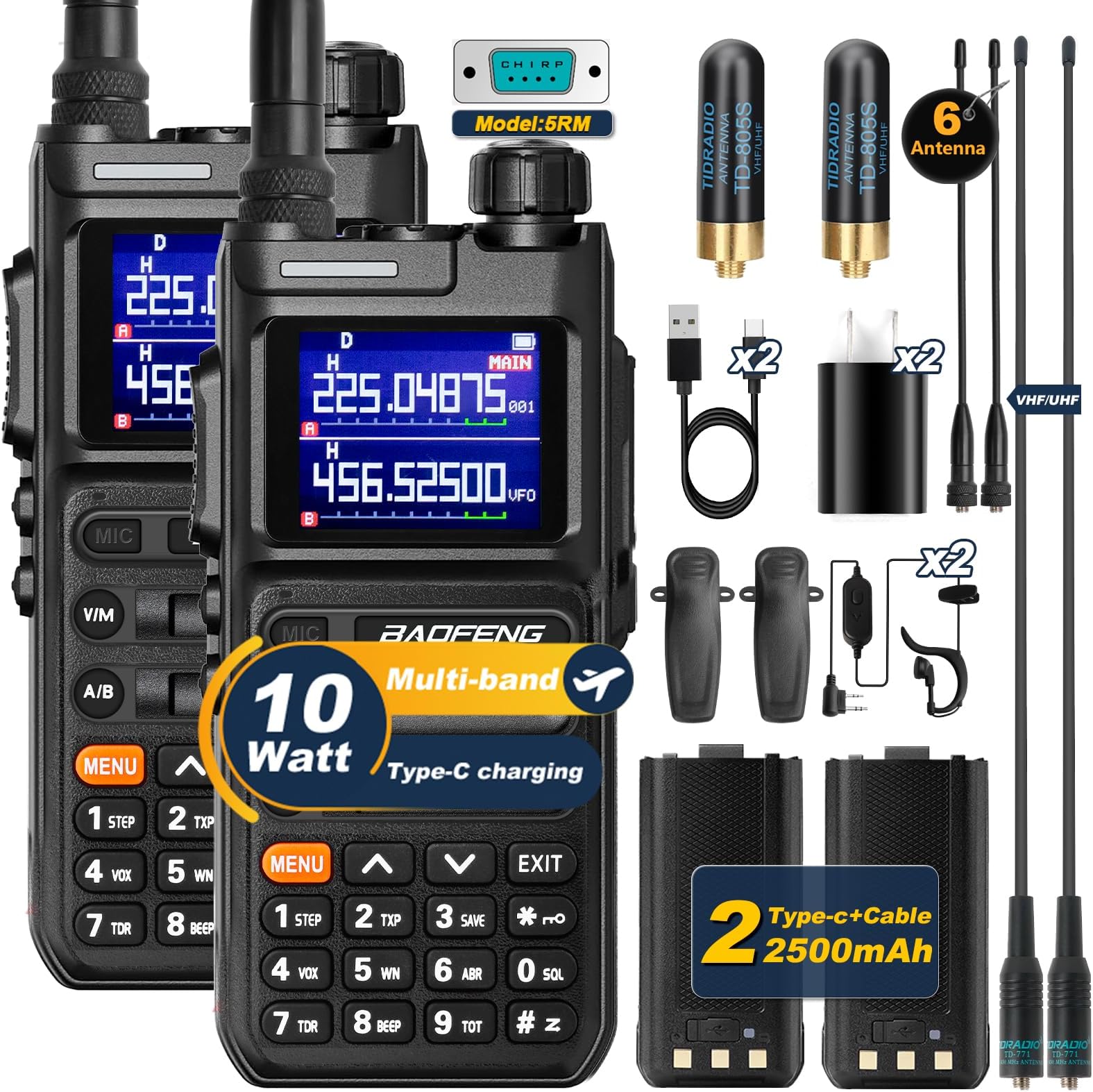 Amazon.com: BAOFENG Radio UV-10R Tri-Power 7W/5W/1W High/Mid/Low Power ...