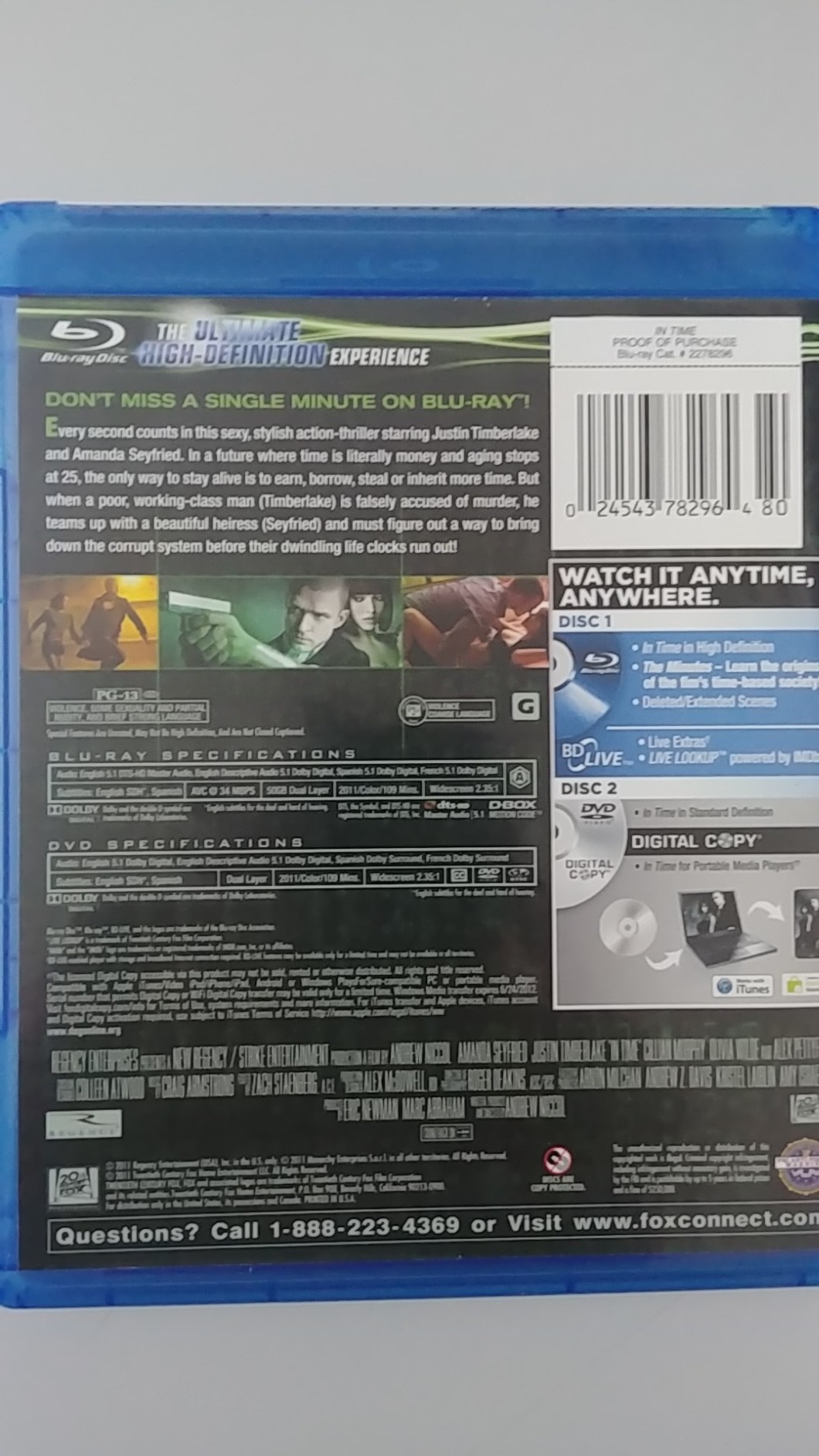 Amazon.com: In Time Dvd (Dvd+Bd+Copia Dig) (Import Movie) (European ...