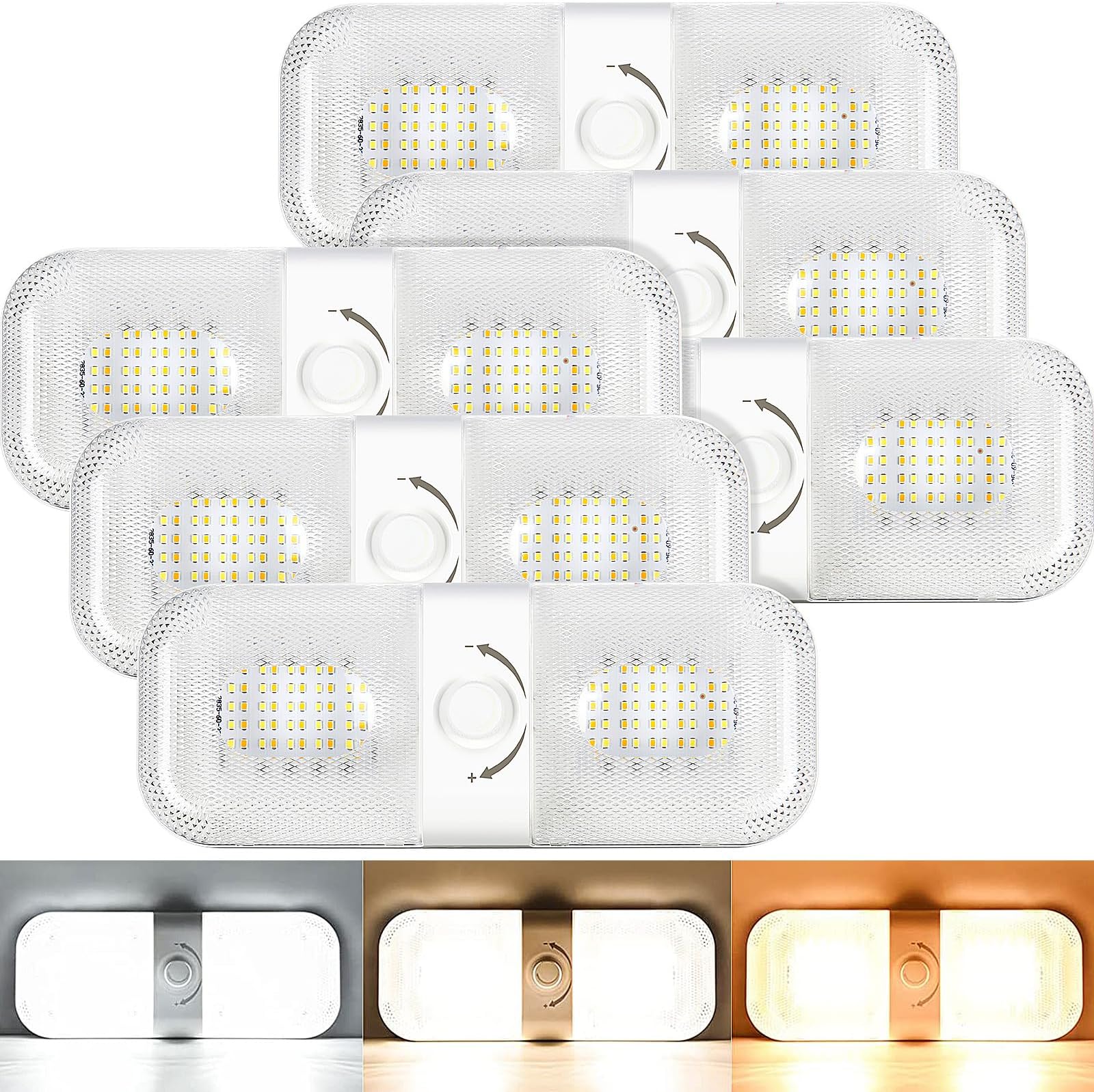 Amazon.com: Treela 6 Pack RV Lights Interior 1700 Lm, 3 Color TEM ...