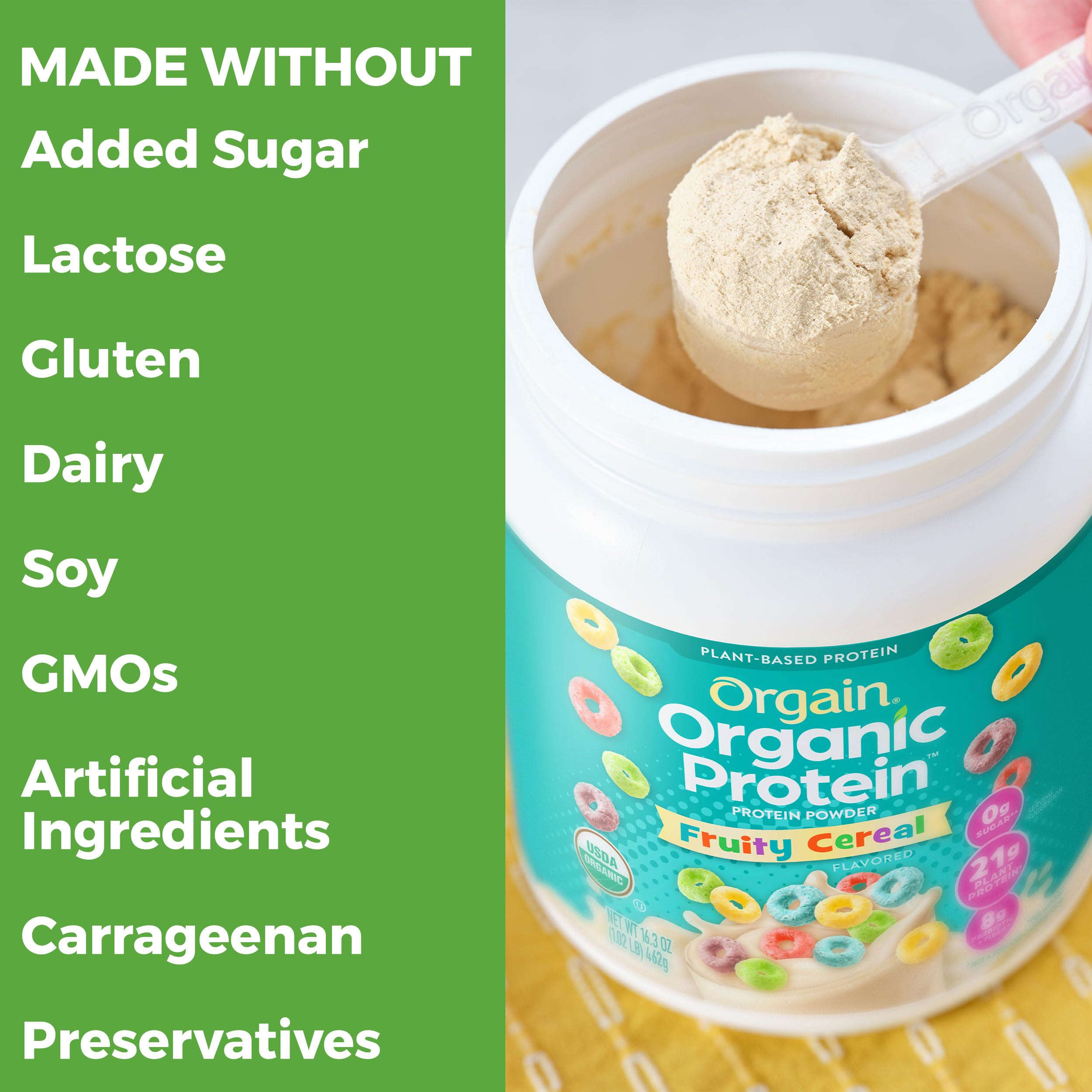Snapklik.com : Organic Vegan Protein Powder, Fruity Cereal - 21g Plant ...
