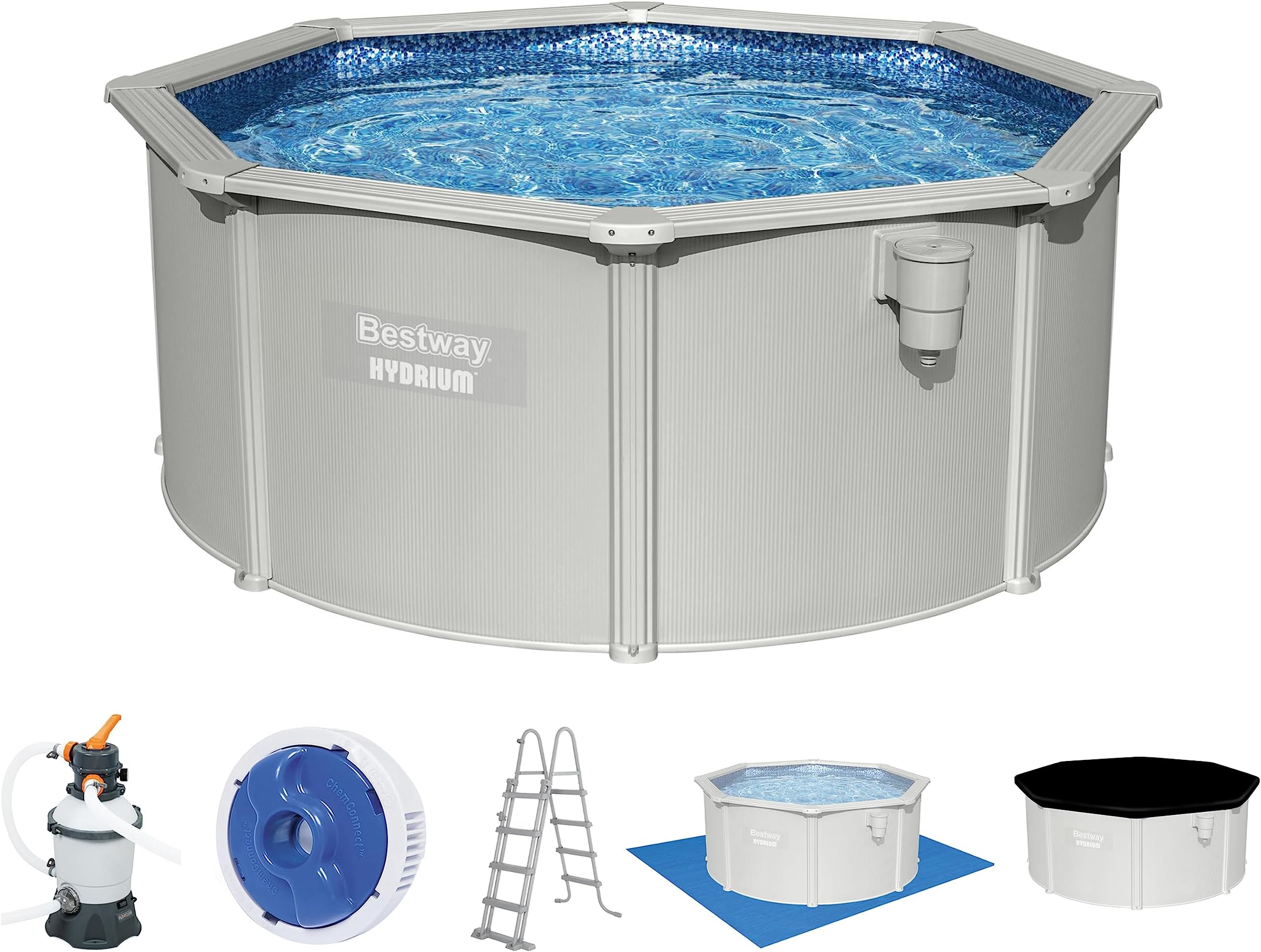 Bestway Hydrium Stahlwandpool Komplett-Set mit Sandfilteranlage Ø 360 x ...