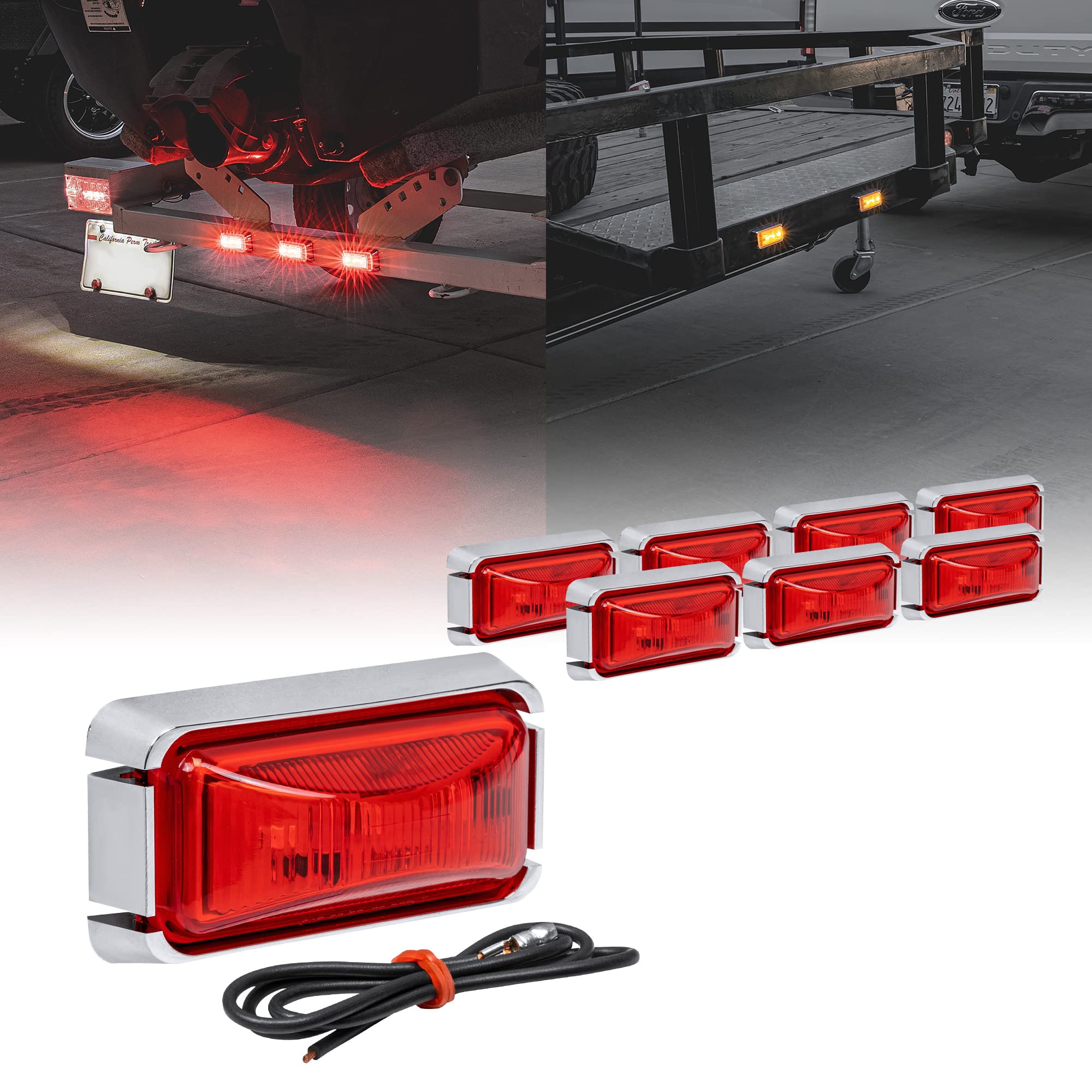Snapklik.com : TRUE MODS 8pc 2.5" 2.5" Red LED Trailer Marker Light w ...