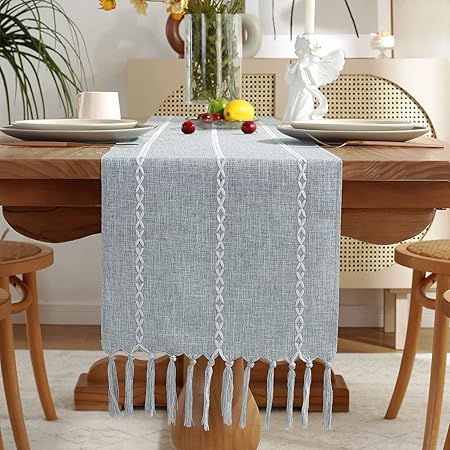 Amazon.com: Wracra Rustic Linen Table Runner Farmhouse Style Table ...