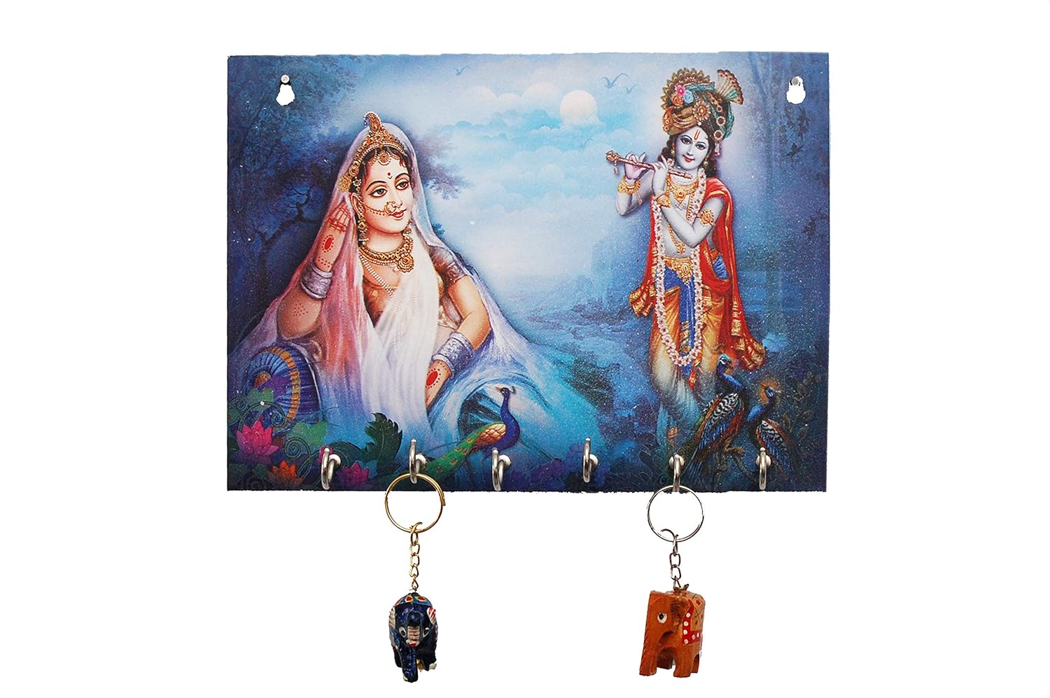 Egal Hunt Beautiful Radha Krishna Wooden Key Holder (6 Hooks) : Amazon ...